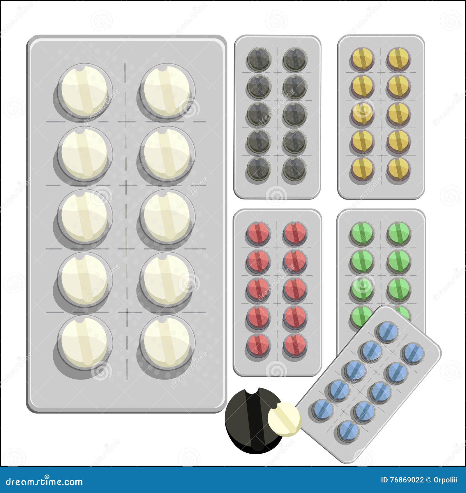 Set of Medical Tablets in the Package. Vector Illustration Stock Vector ...