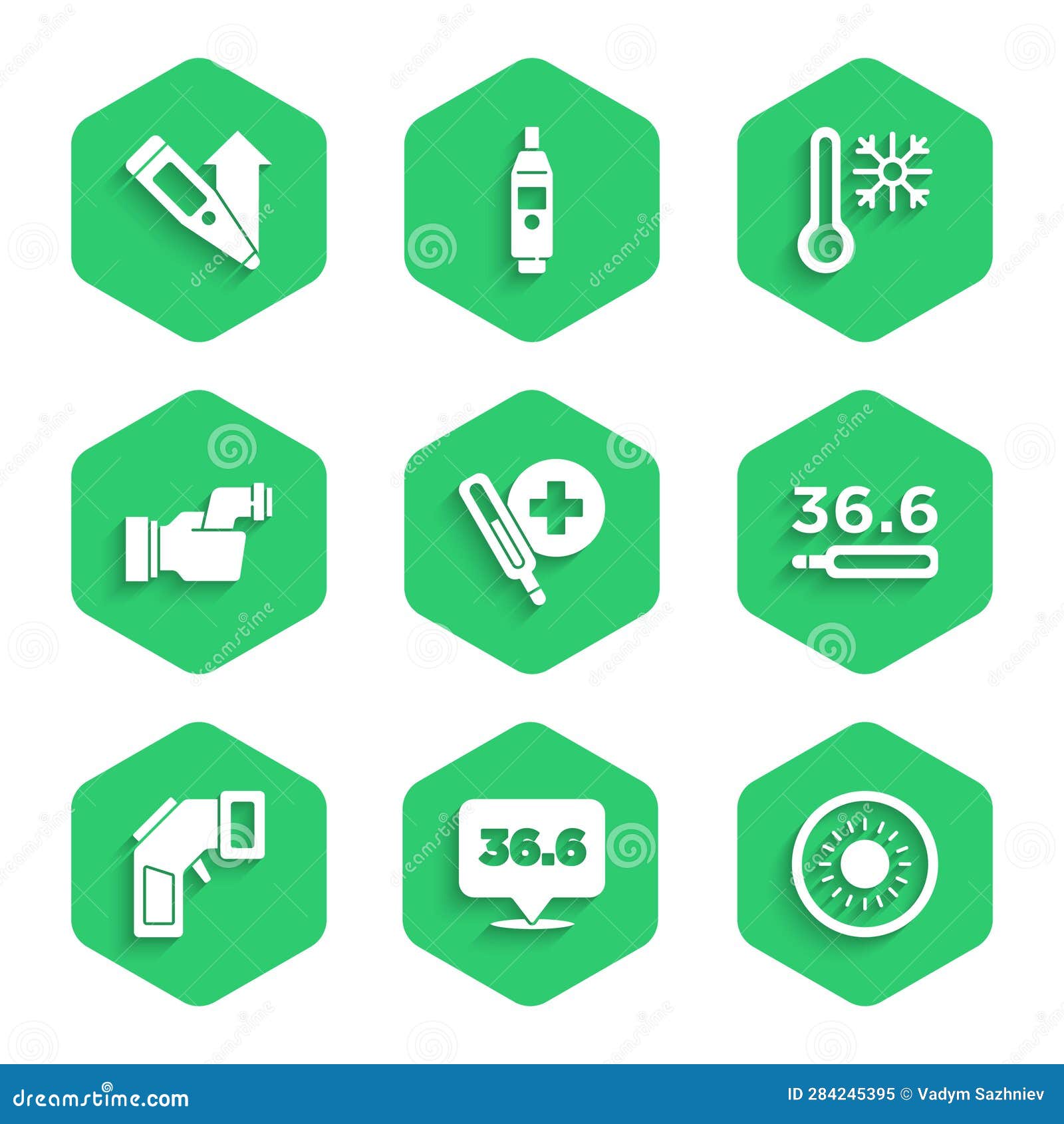 Set Medical Thermometer, Sun, Digital, Checking Body Temperature ...