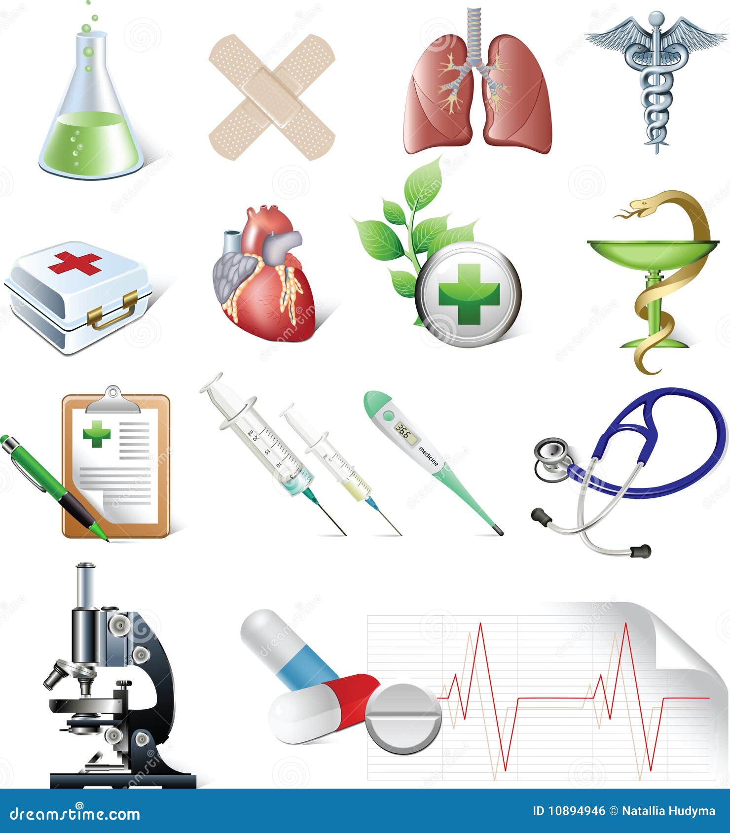 Set of medicine elements. stock vector. Illustration of outfit - 10894946