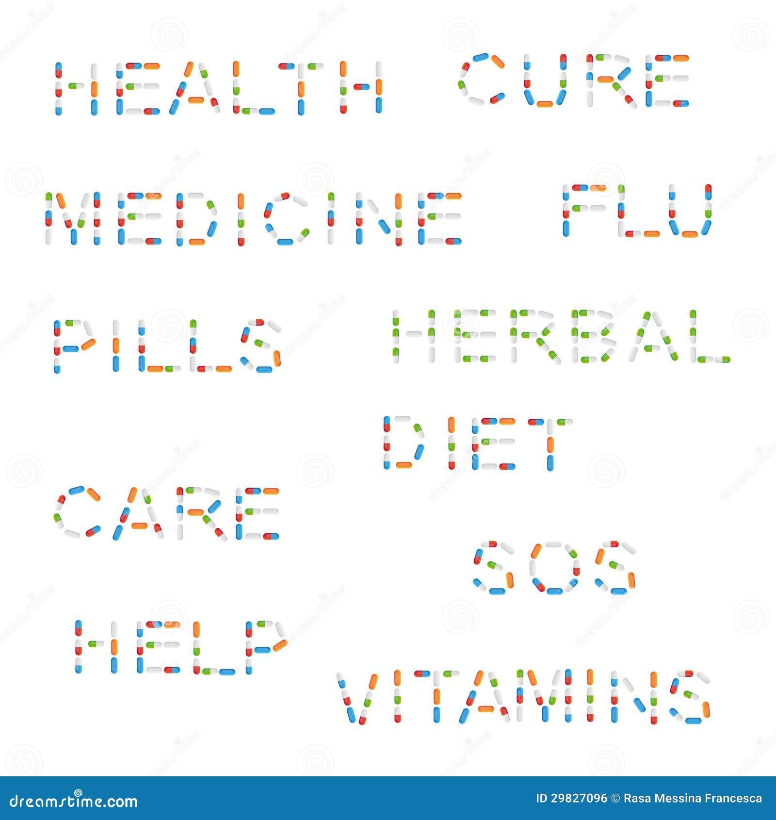 Medicine words with pills stock vector. Illustration of style - 29827096
