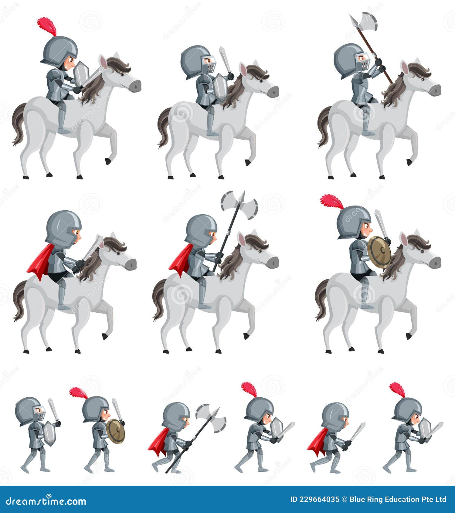Set of medieval army stock vector. Illustration of expression - 229664035