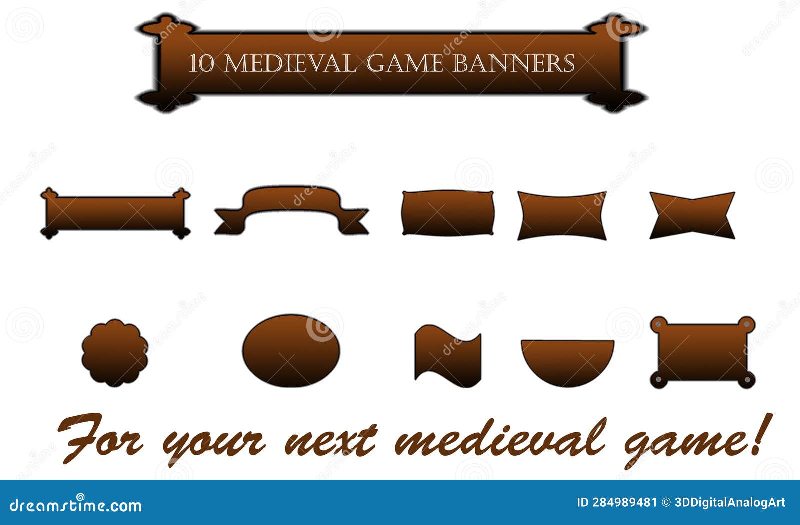Set of 10 Medieval Banners - Historical Game - Game Development Stock ...
