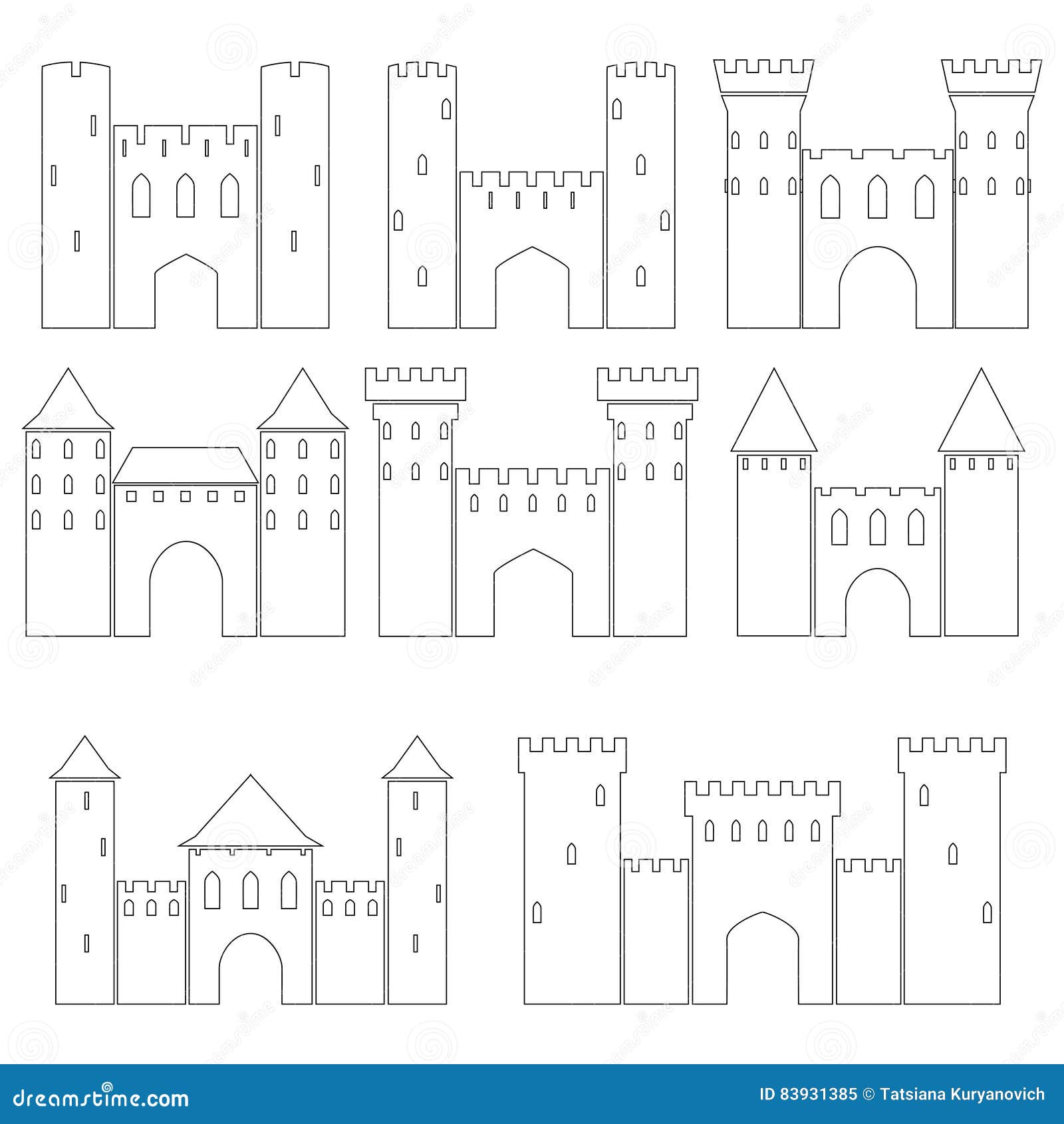Medieval Castles Pattern, Cartoon Style | CartoonDealer.com #84780911