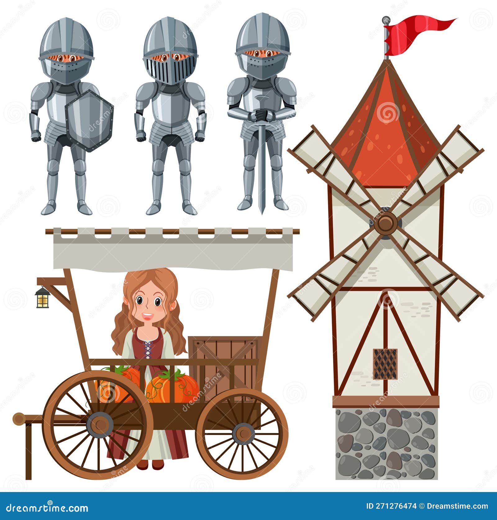 Set of medieval element stock vector. Illustration of metal - 271276474