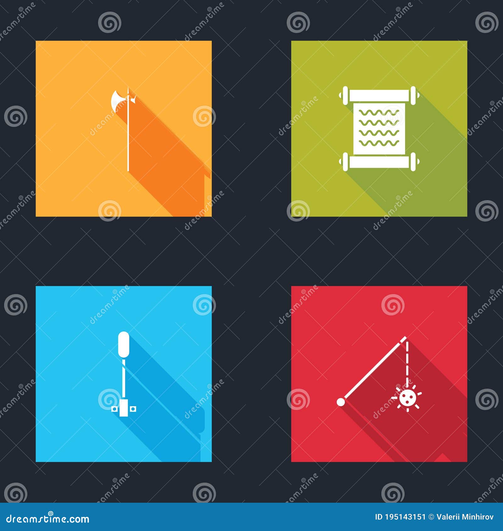 Set Medieval Halberd, Chained Mace Ball, Bale Of Hay And Rake And ...