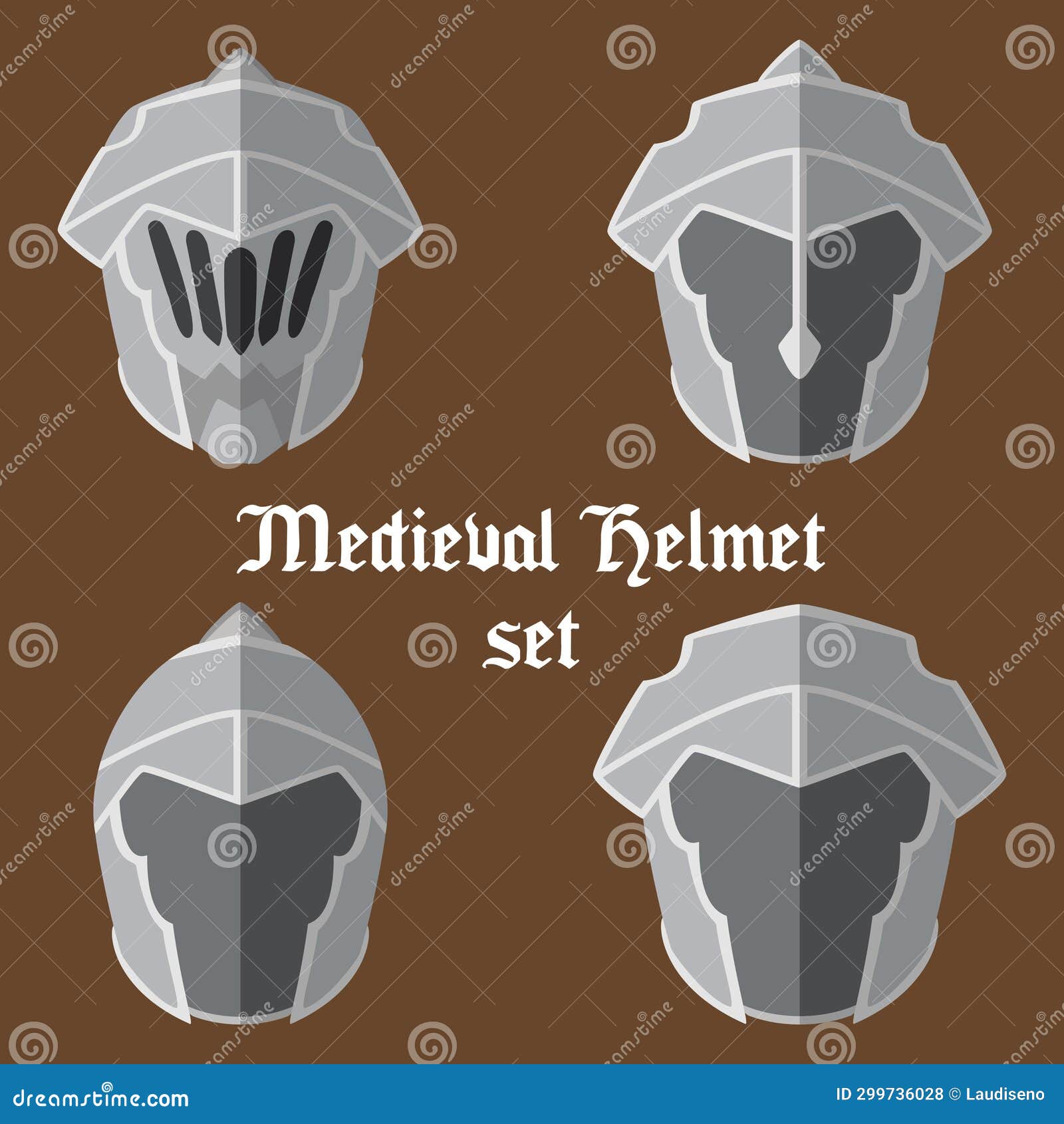 Set of Medieval Helmets Icons Vector Stock Illustration - Illustration ...