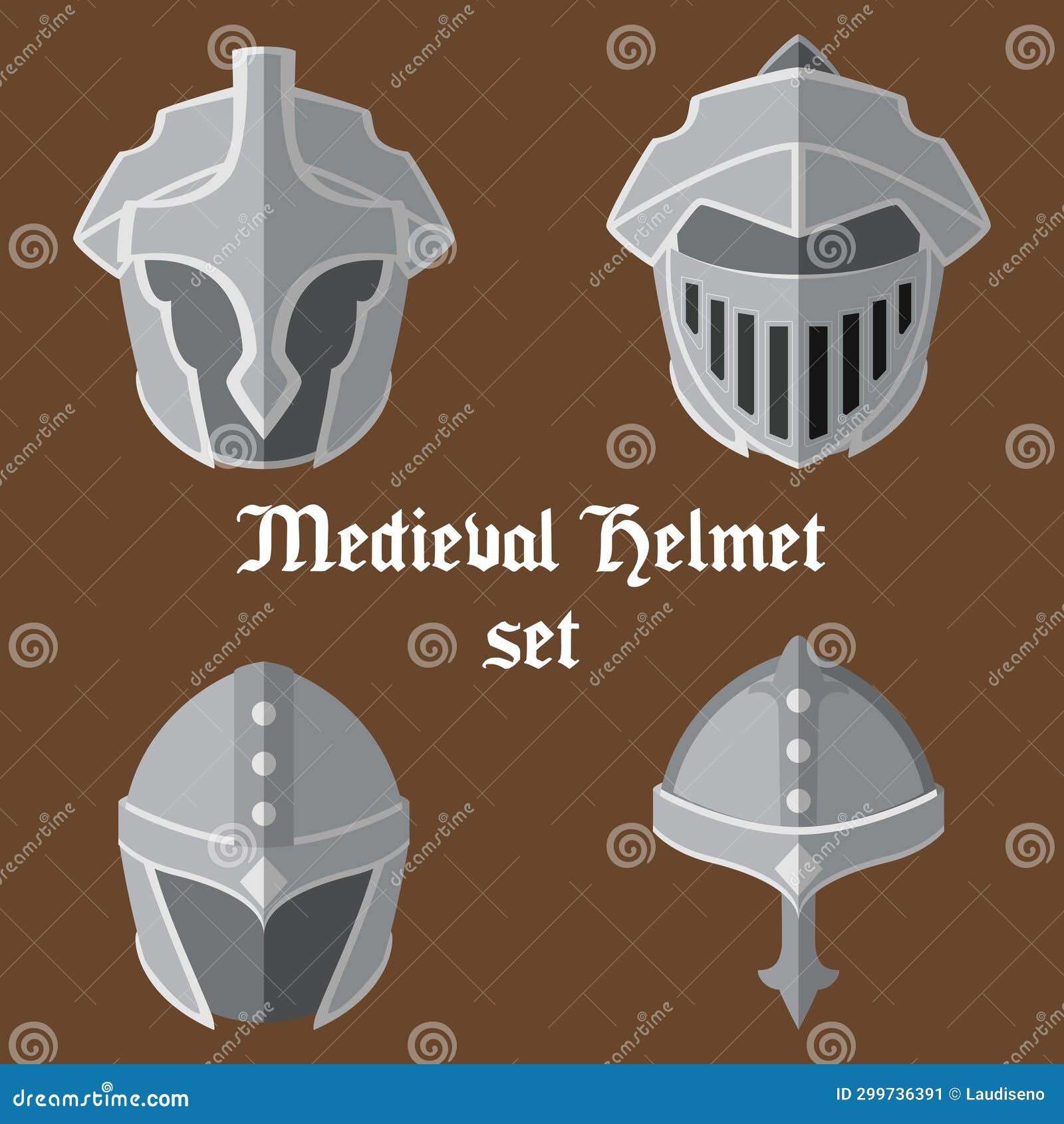 Set of Medieval Helmets Icons Vector Stock Vector - Illustration of ...