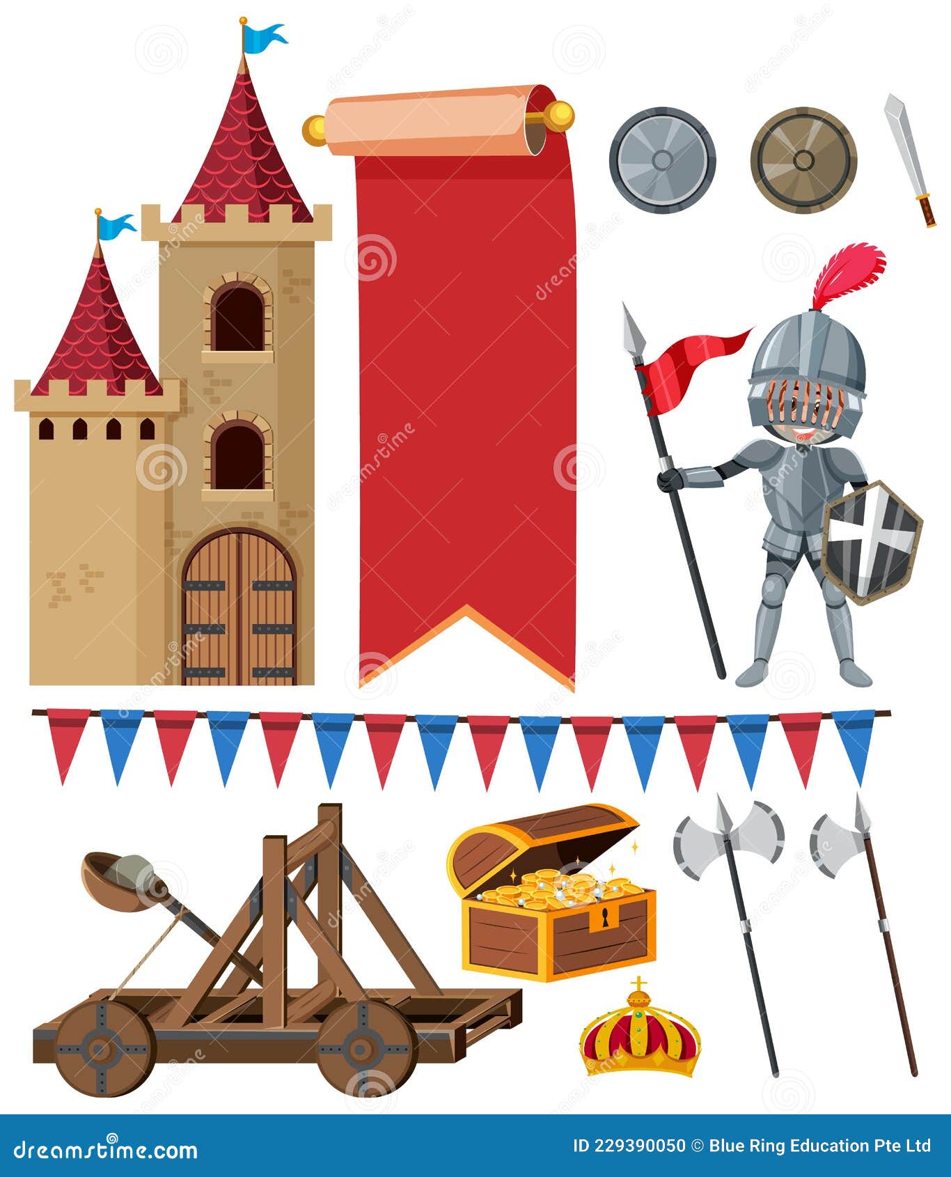 Set of Medieval Historical Objects Stock Vector - Illustration of ...