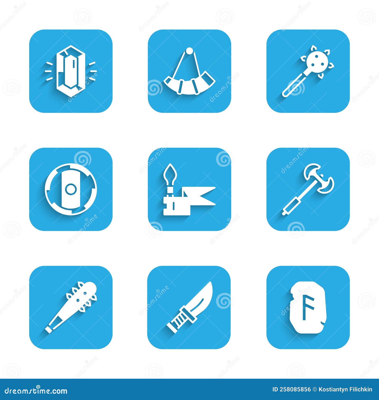 Set Medieval Spear, Dagger, Magic Rune, Poleaxe, Mace with Spikes ...