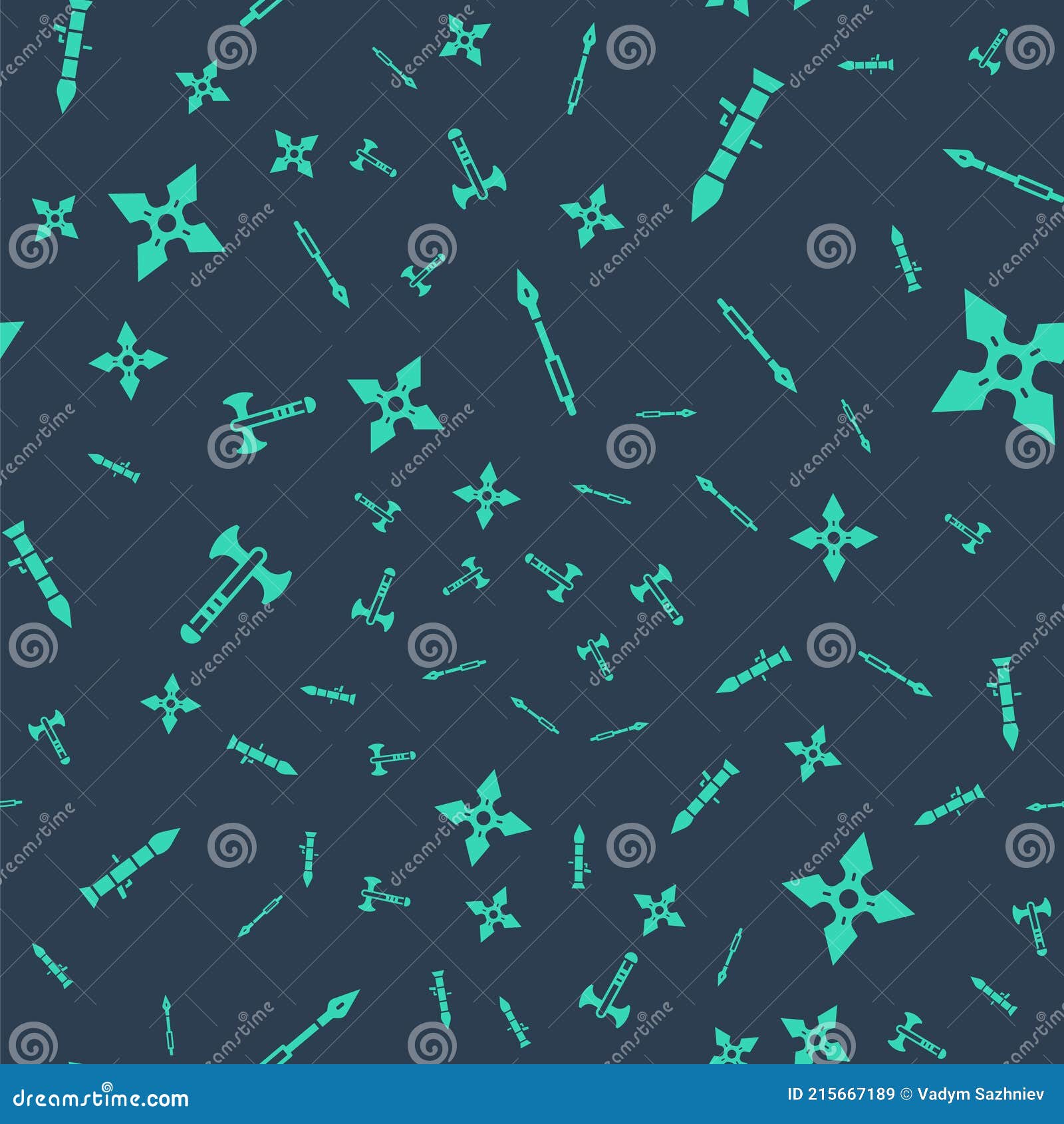 Set Medieval Spear, Rocket Launcher, War Axe and Japanese Ninja ...