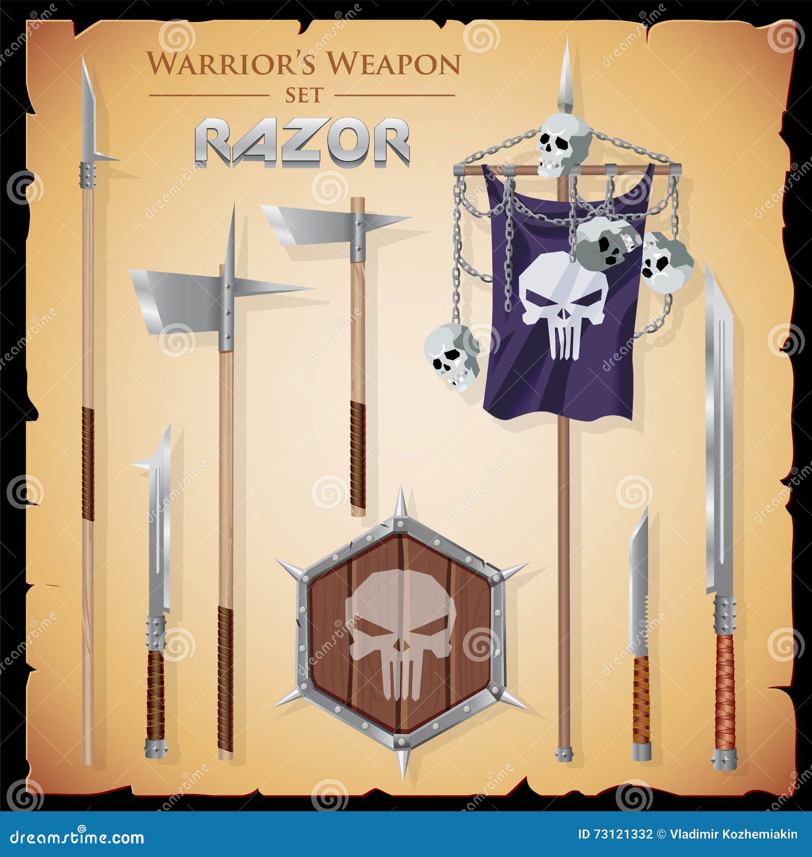 A Set Meele Weapon To Fantasy Style Stock Vector - Illustration of ...