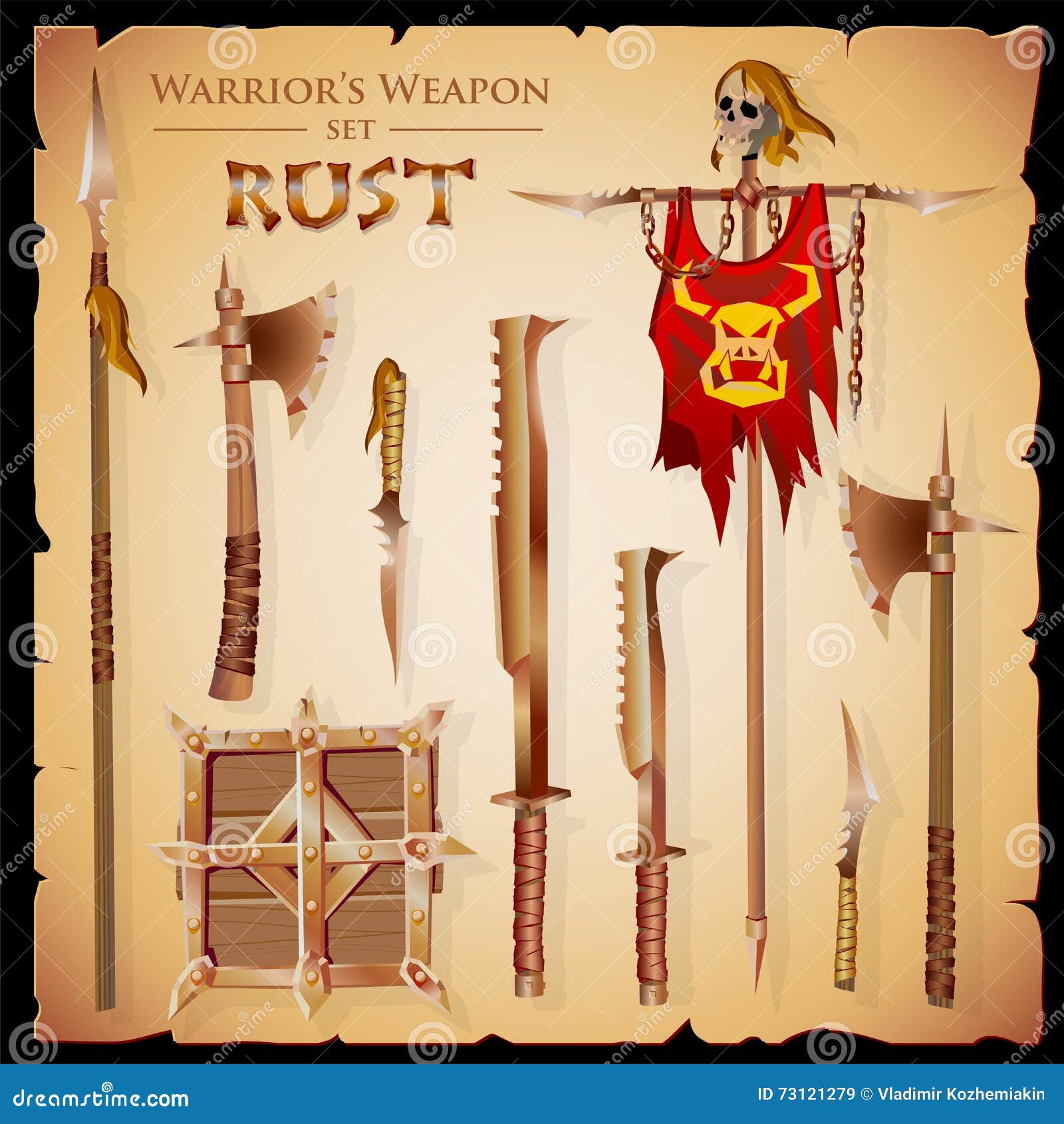 A Set Meele Weapon To Fantasy Style Stock Vector - Illustration of iron ...