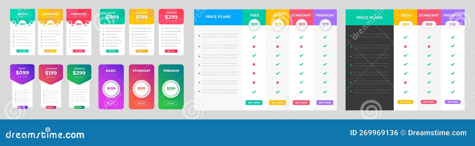 Set of 07 Mega Collection Pricing Table and Pricing Chart Price List ...