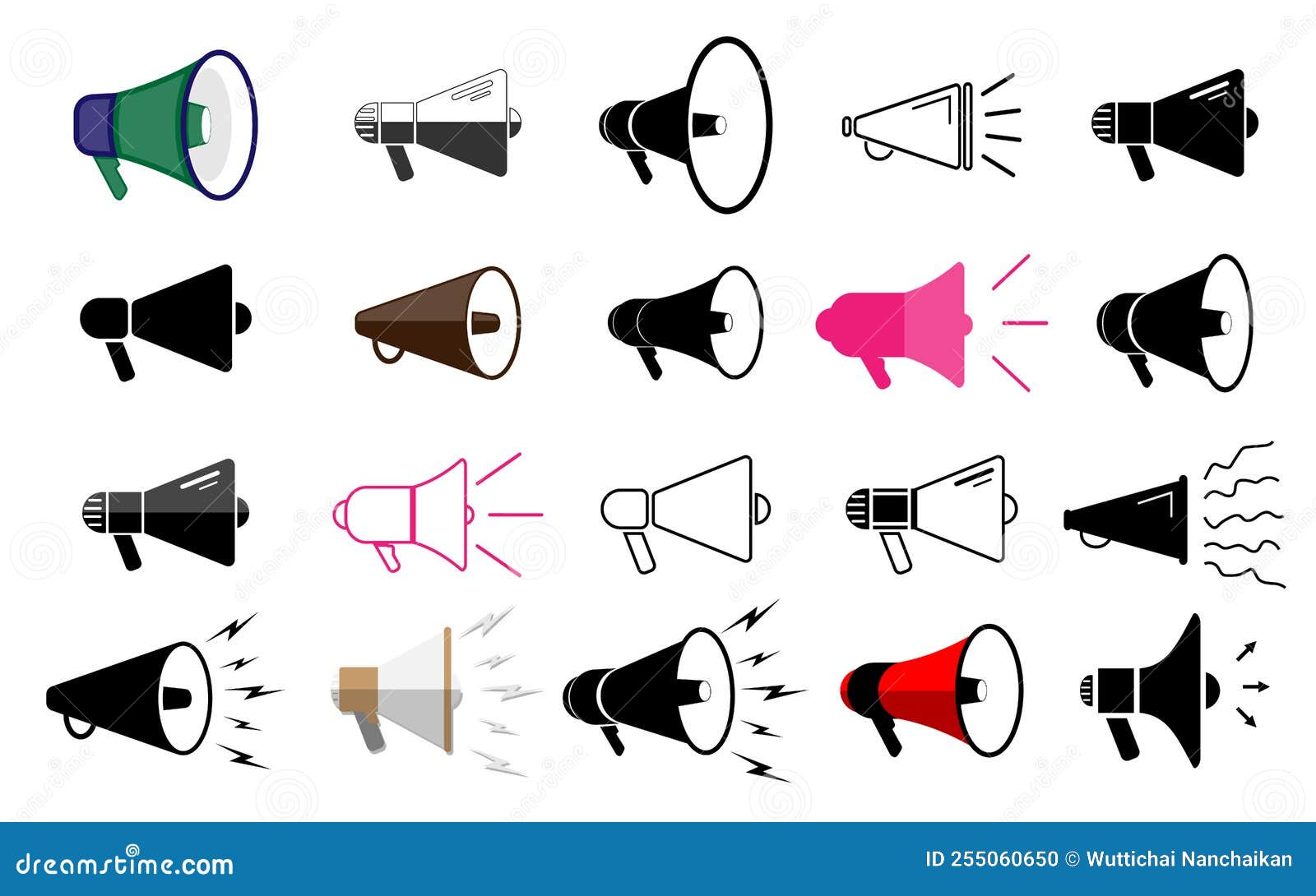Set of Megaphone Illustration Stock Vector - Illustration of ...
