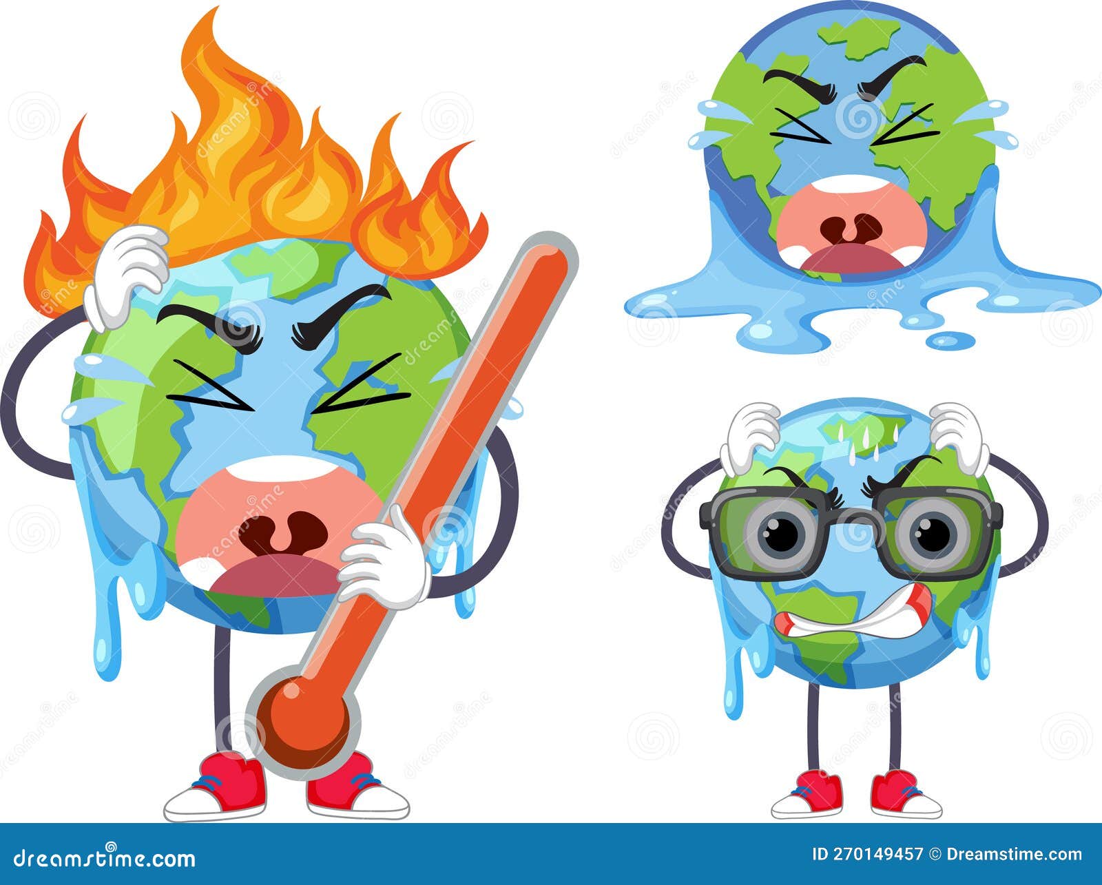 Set of melting earth stock vector. Illustration of cartoon - 270149457