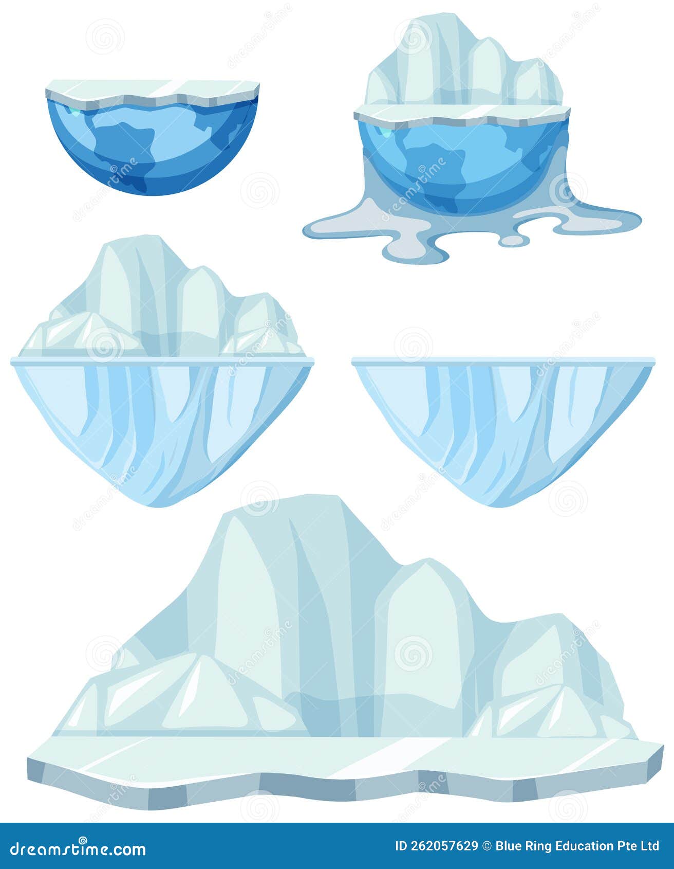 Set of Melting Ice on the Globe Stock Vector - Illustration of planet ...