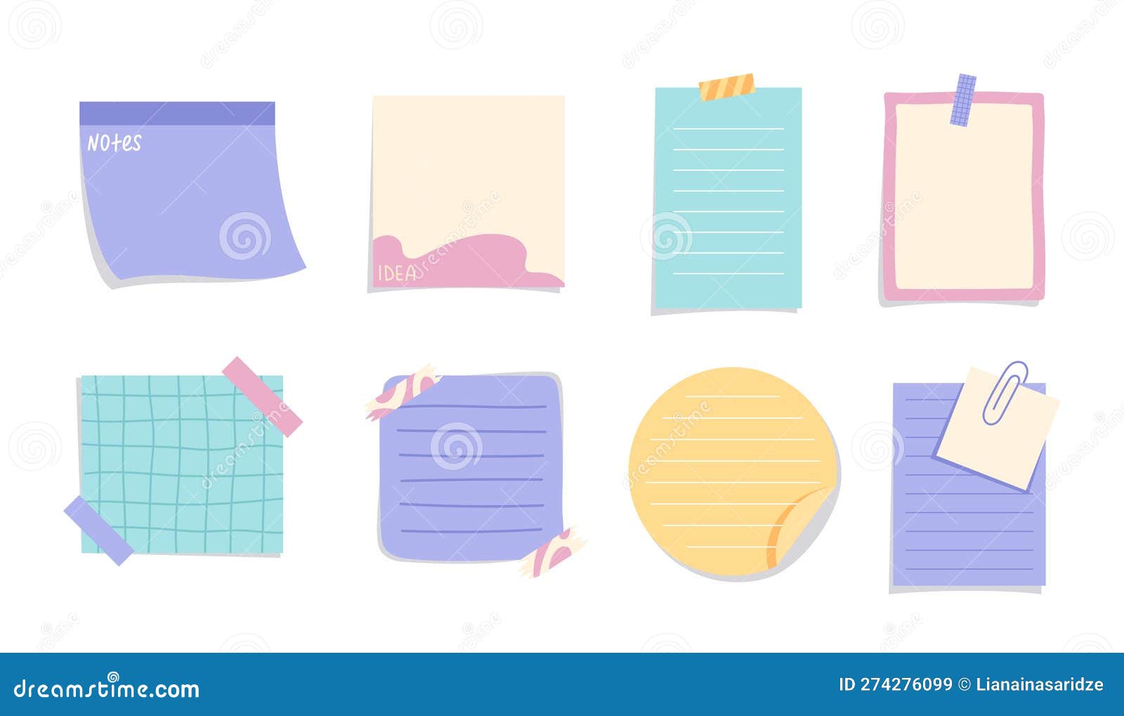 Set of memo stickers stock vector. Illustration of flat - 274276099