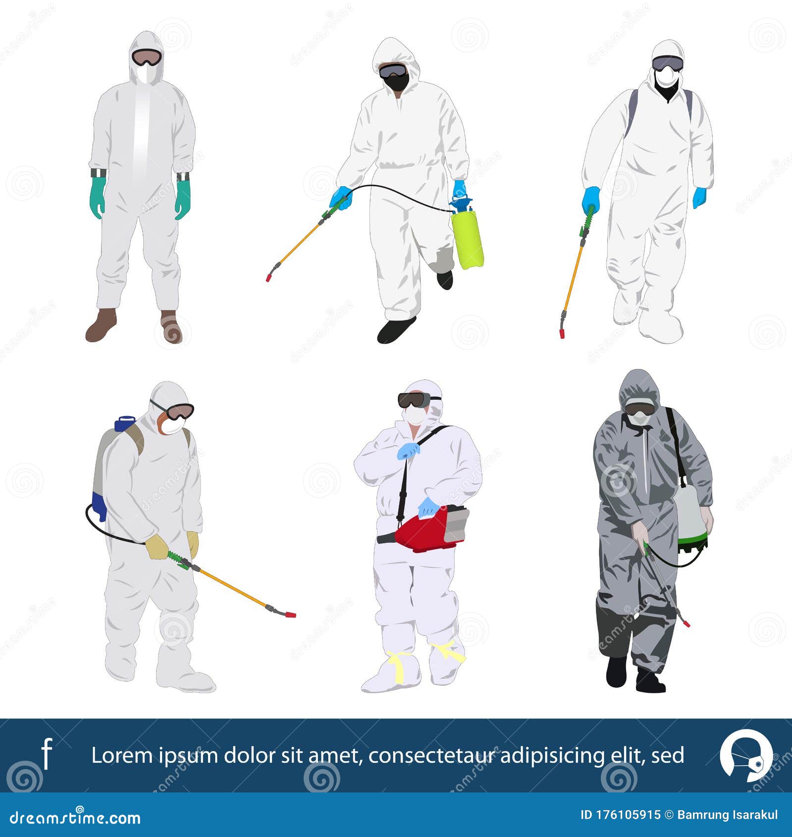 Set of Men in Biohazard Suits,protective Suit, Virus Outbreak Vector ...