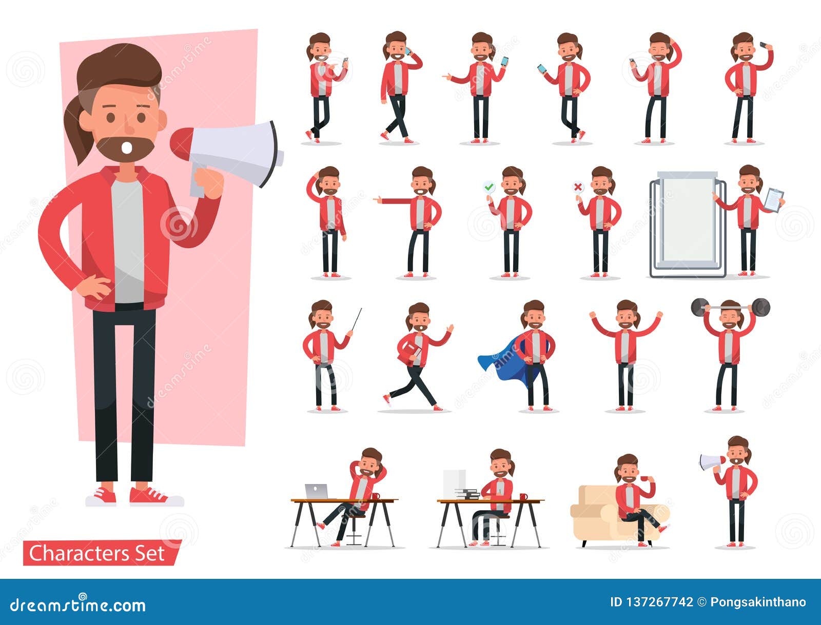 Set of Men Character Vector Design. Presentation in Various Action with ...