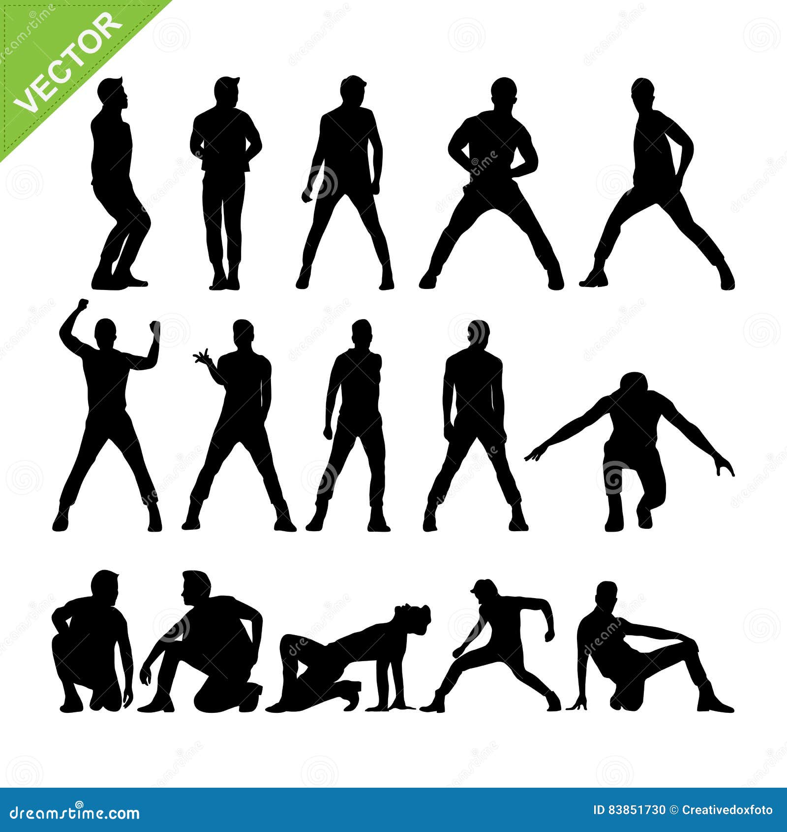 Men Dancer Silhouettes Vector Stock Vector - Illustration of background ...