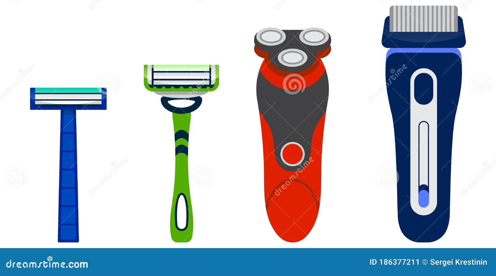 Set Of Shavers Cartoon Icon Design Template With Various Models. Vector ...