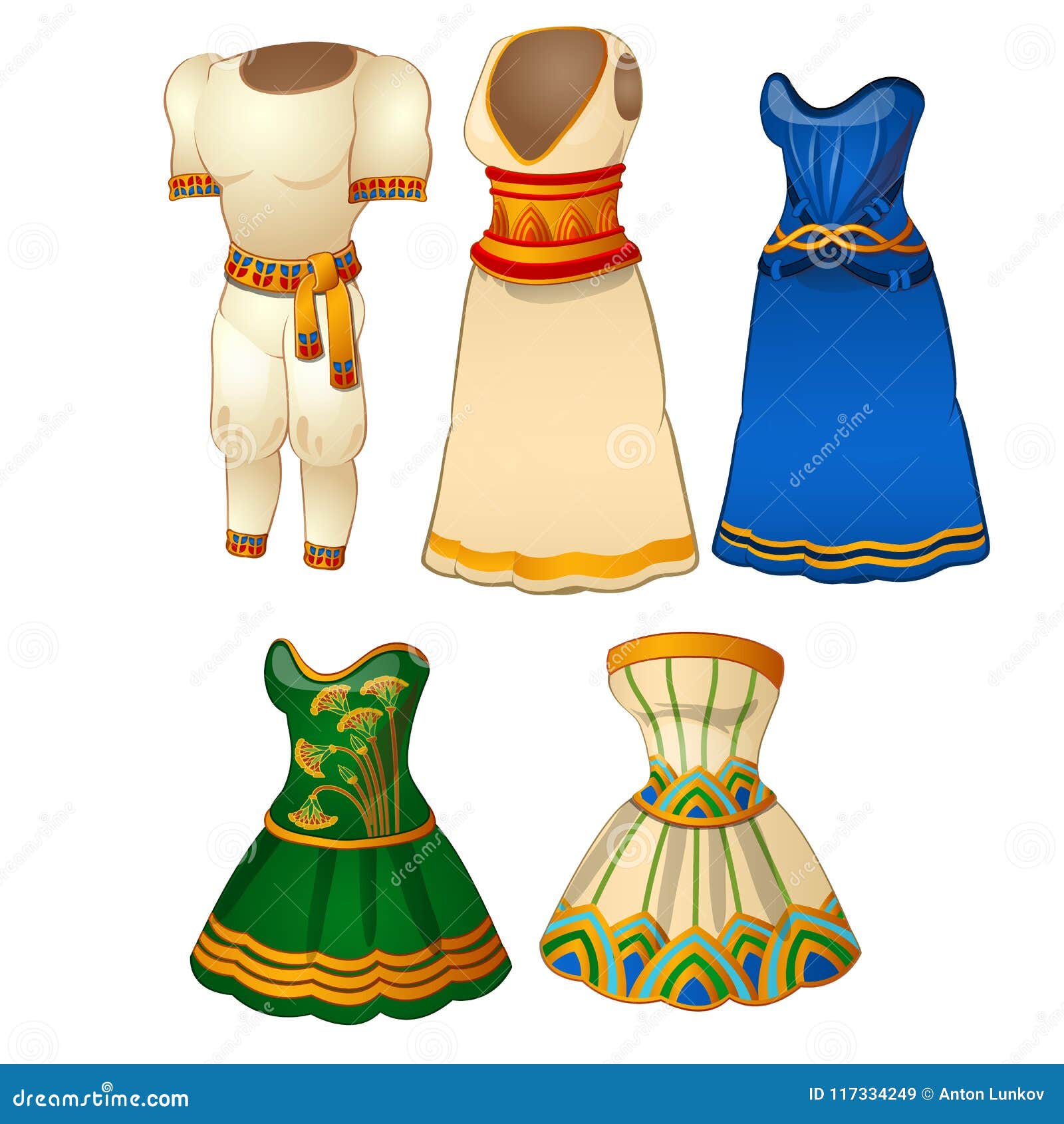 Set Of Womens Animated Clothing Isolated On A White Background Vector