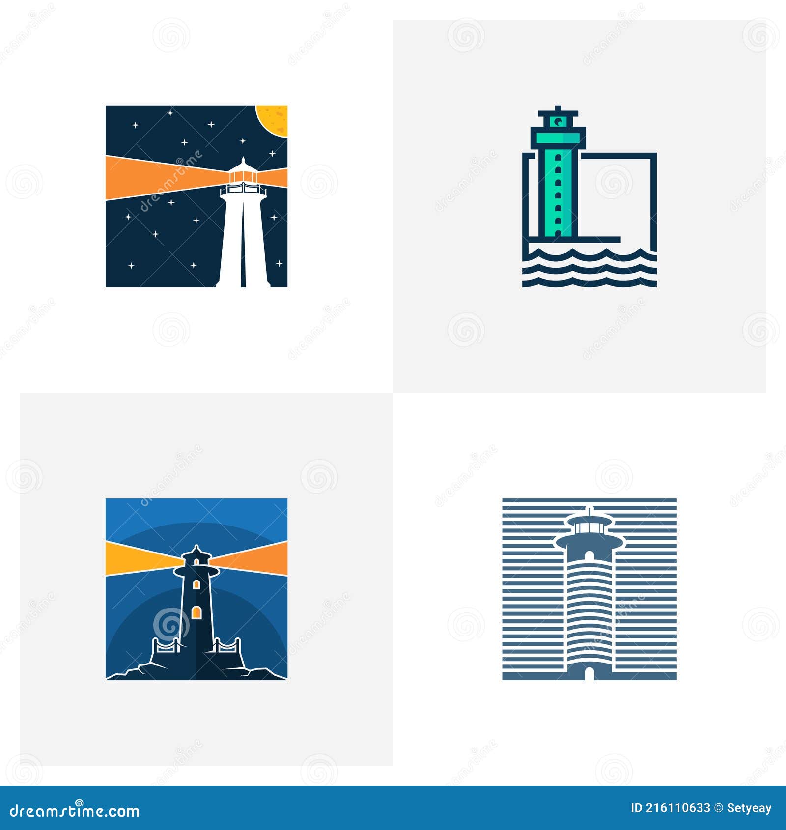 Set of Mercusuar Logo Design Vector Illustration, Creative Mercusuar ...