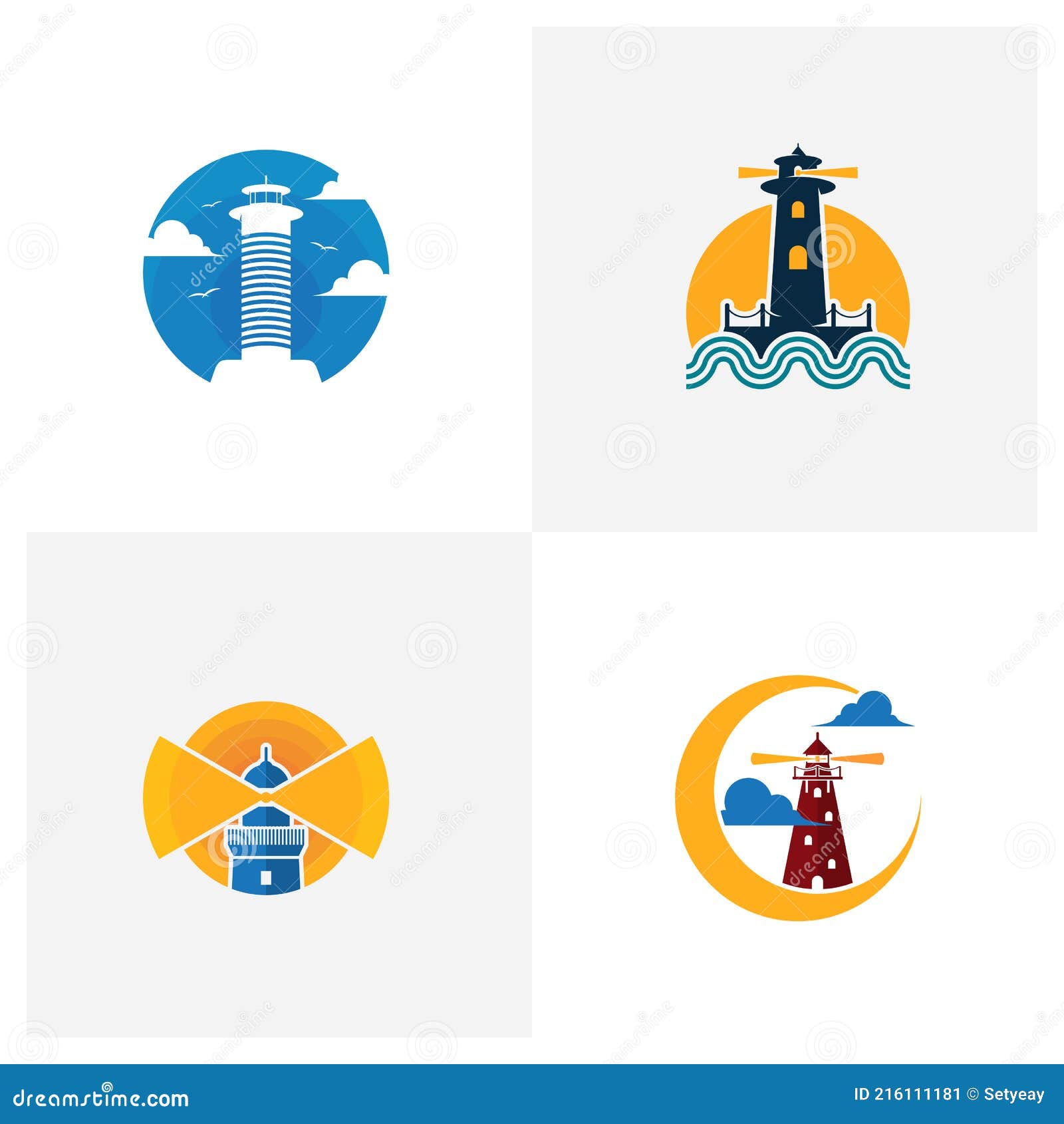 Set of Mercusuar Logo Design Vector Illustration, Creative Mercusuar ...