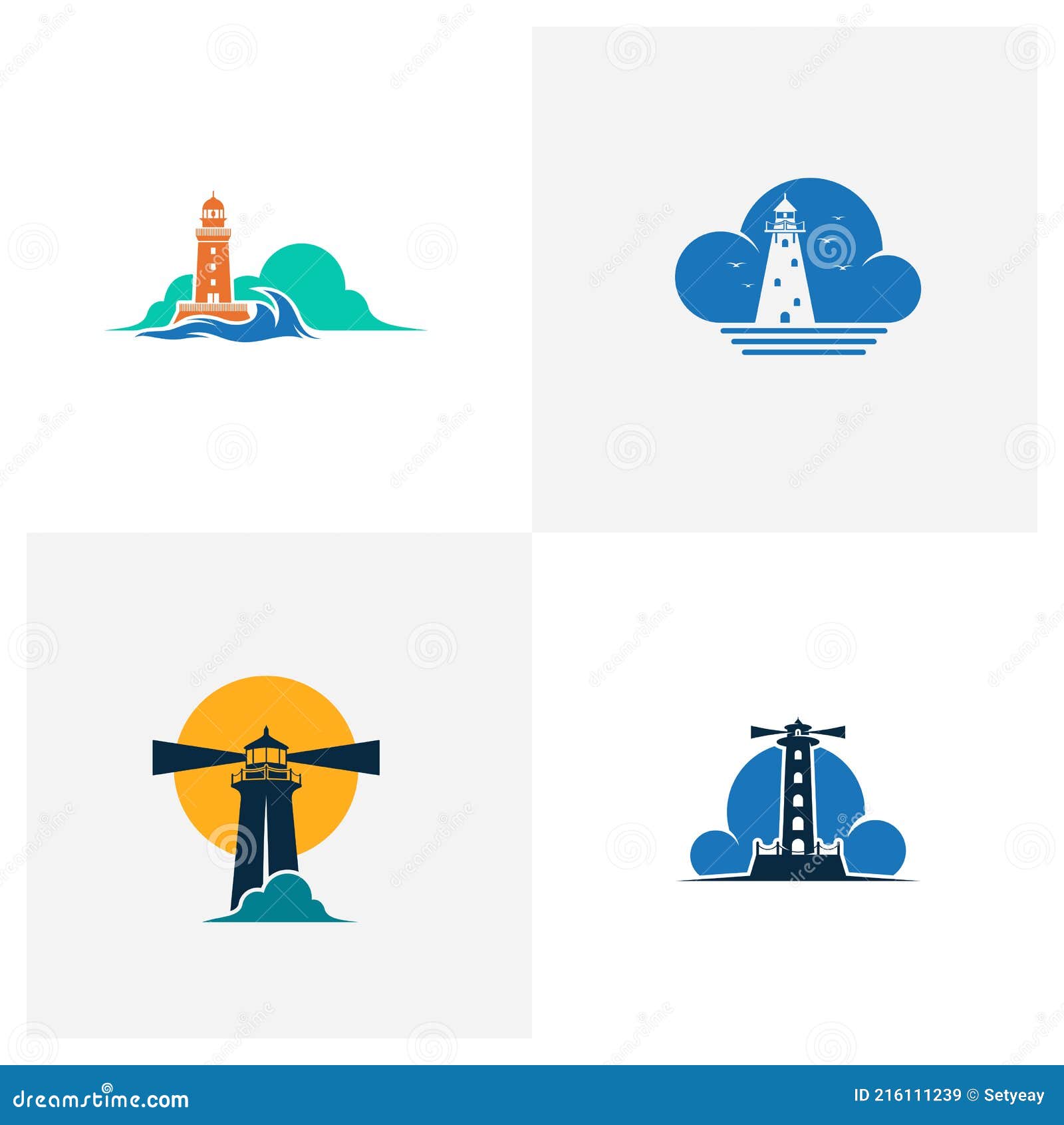 Set of Mercusuar Logo Design Vector Illustration, Creative Mercusuar ...