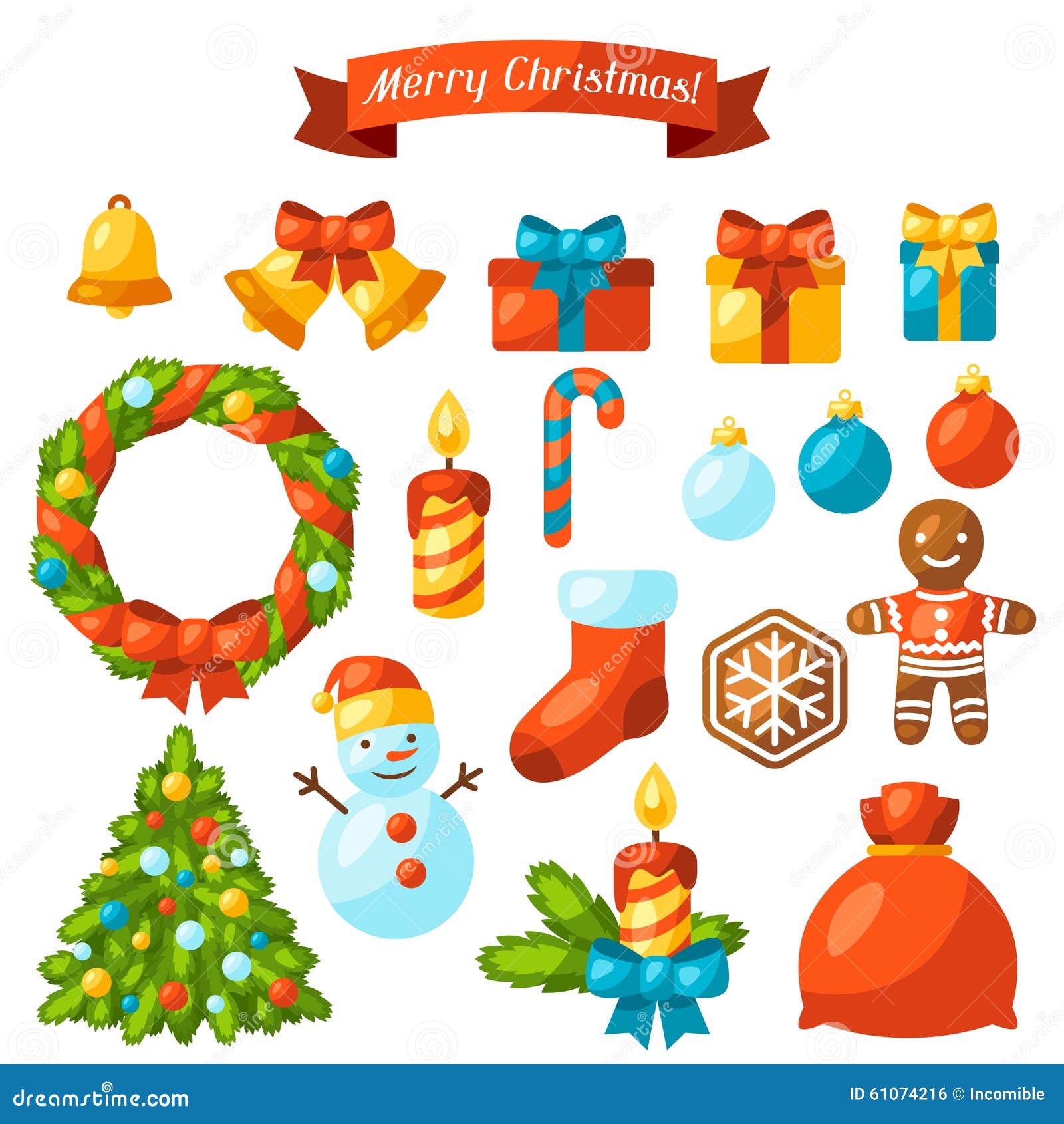 Set of Merry Christmas Holiday Celebration Object Stock Vector ...