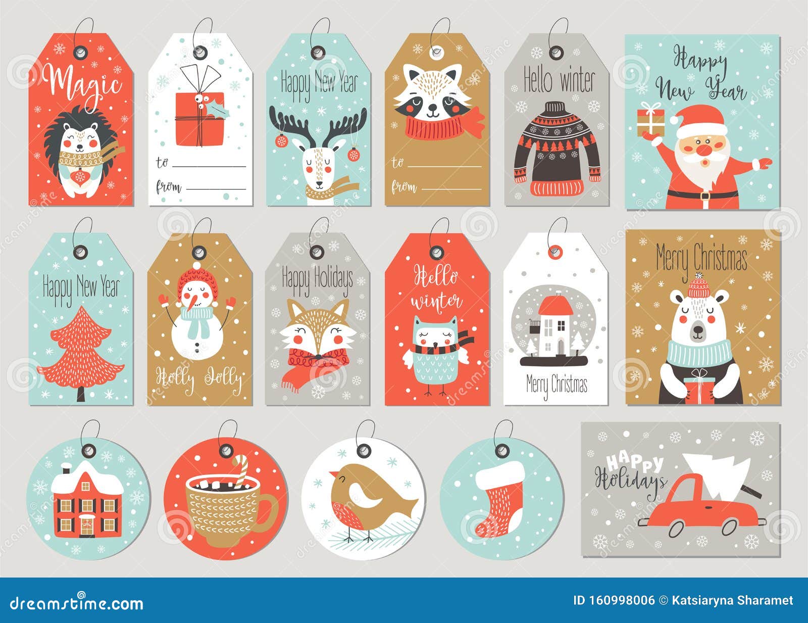 Set of Merry Christmas Tags and Cards with Hand Drawing Elements ...