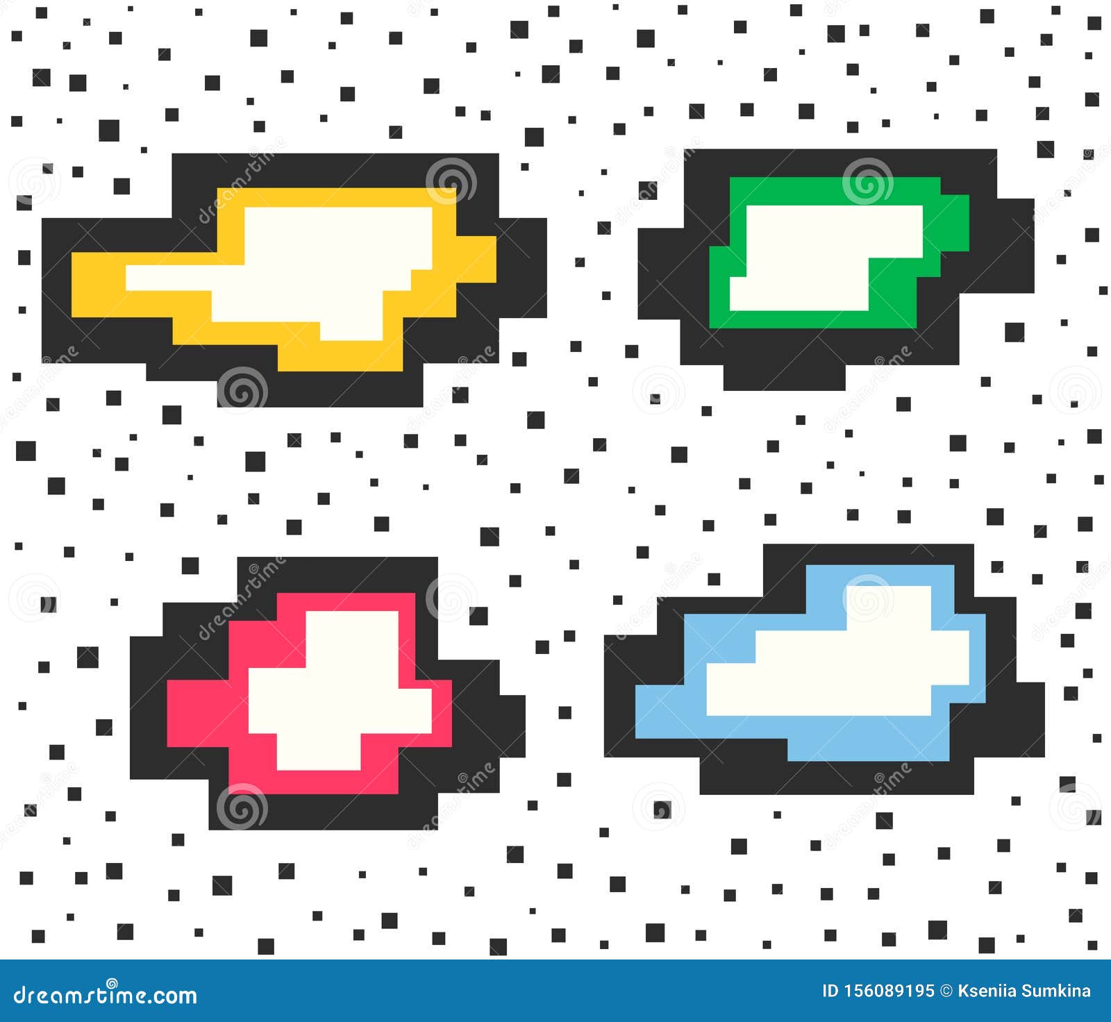 Set of Message Boxes. Colorful Pixel Speech Bubble Stock Illustration ...