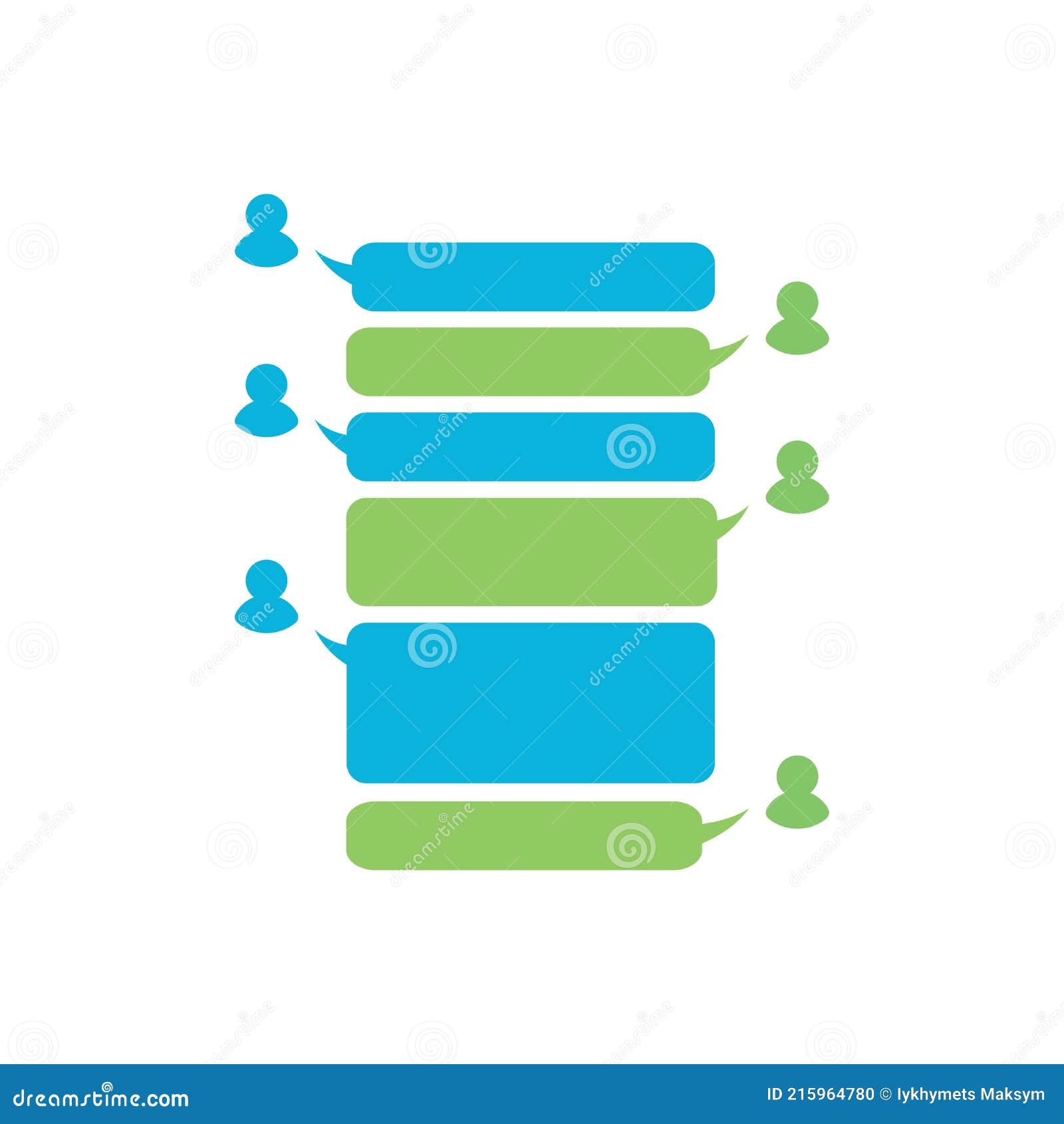 Set of Message Bubbles Chat Boxes Green and Blue Color on White ...