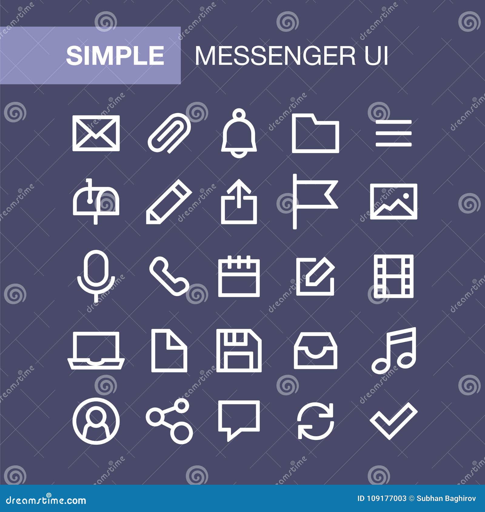 Set of Messenger Icons for Simple Flat Style Ui Design Stock Vector ...