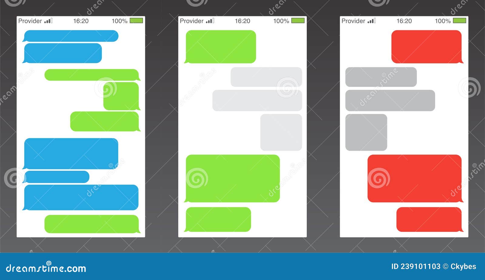 Set of Messenger UI User Interface. Short Message Service Bubbles. Text ...