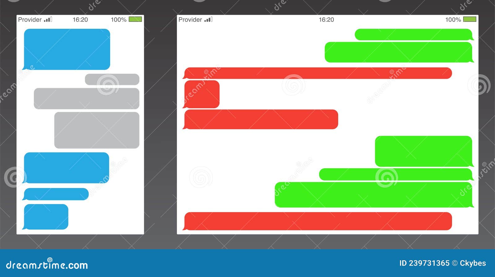 Set of Messenger UI User Interface. Short Message Service Bubbles. Text ...