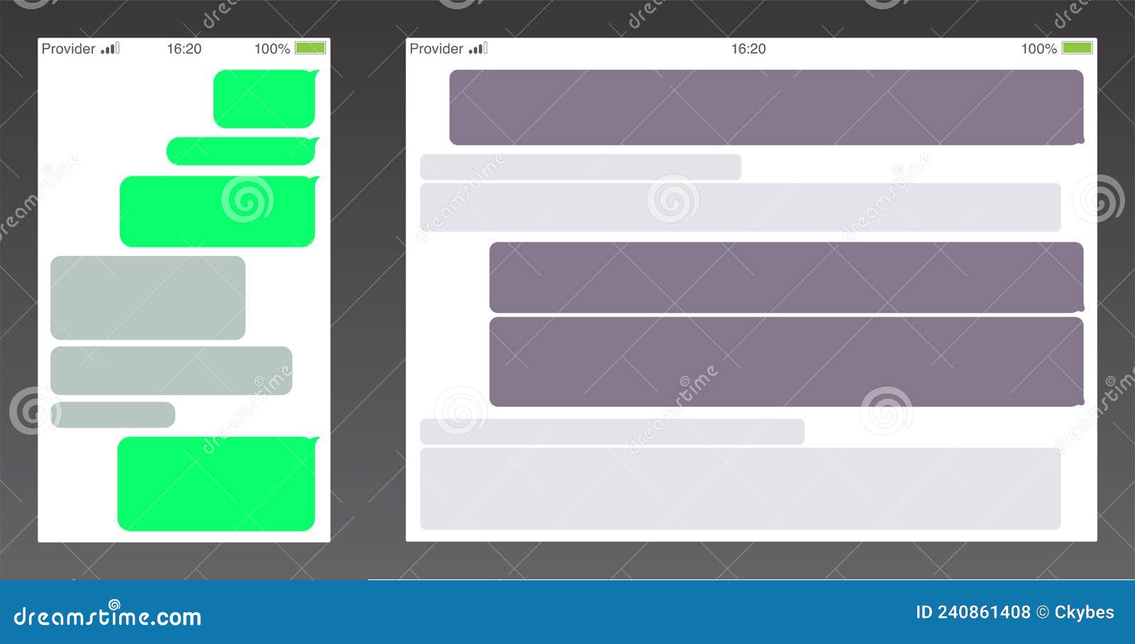 Set of Messenger UI User Interface. Short Message Service Bubbles. Text ...