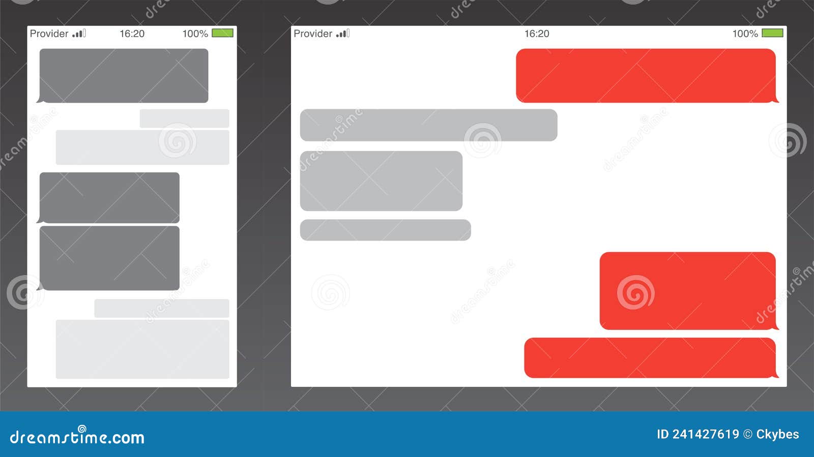Set of Messenger UI User Interface. Short Message Service Bubbles. Text ...