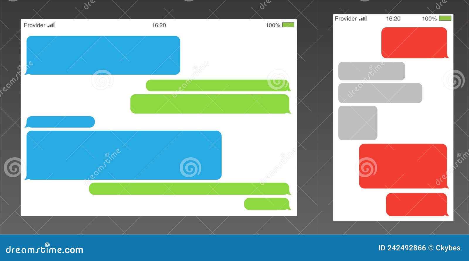 Set of Messenger UI User Interface. Short Message Service Bubbles. Text ...