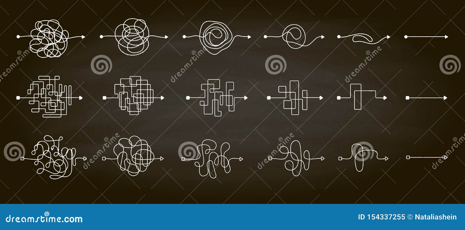 Set Of Messy Clew Symbols Line Of Symbols With Scribbled Round Element ...