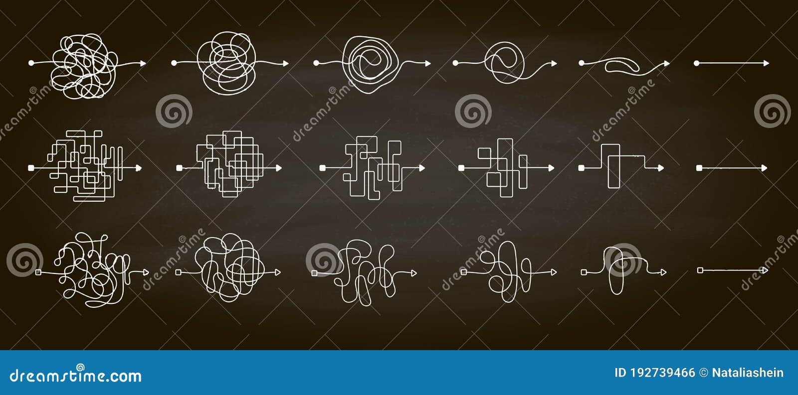 Set of Messy Clew Symbols Line of Symbols with Scribbled Round Element ...