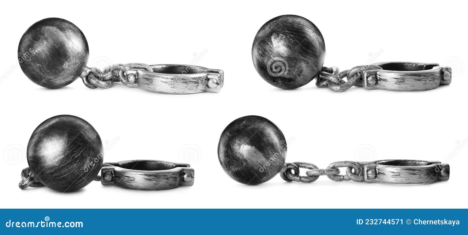 Set with Metal Balls and Chains on White Background, Banner Design ...