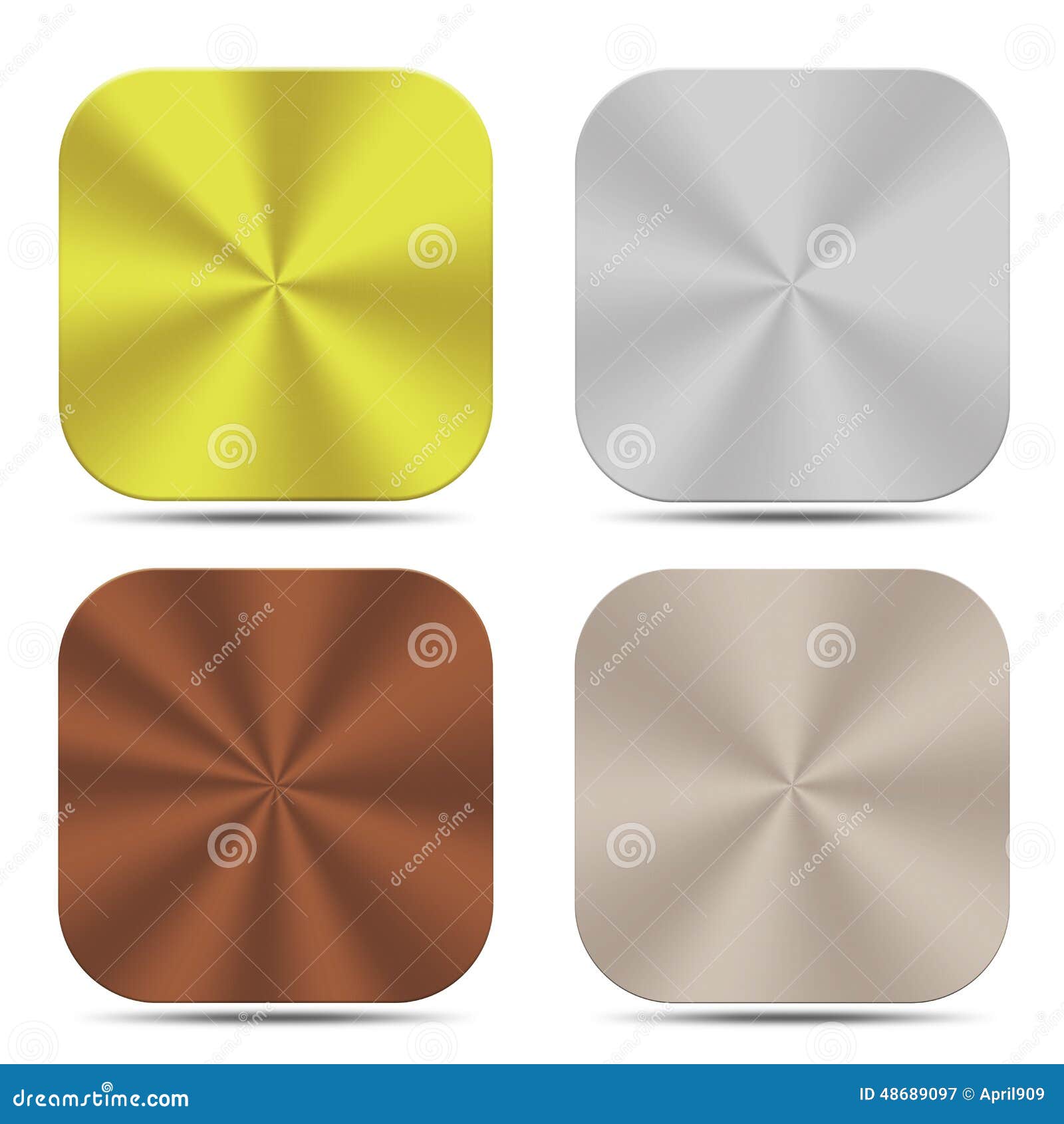 Set of Metal Button Isolated Gold Silver Bronze Titanium Stock ...