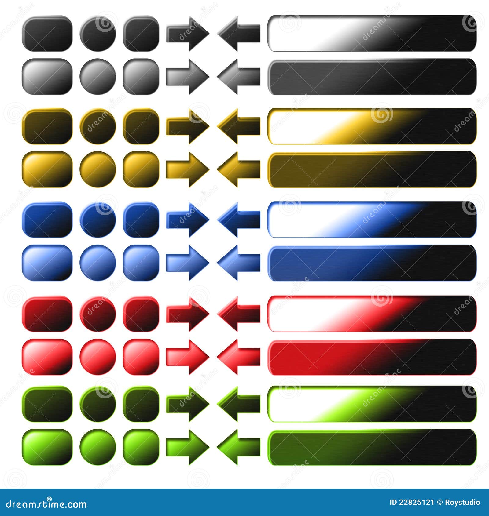 Set of Metal Buttons for Computing and Web Design Stock Illustration ...