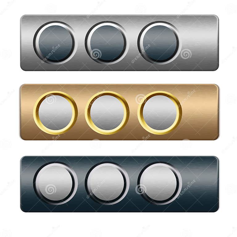 Set of Metal Buttons for Computing and Web Design Stock Illustration ...