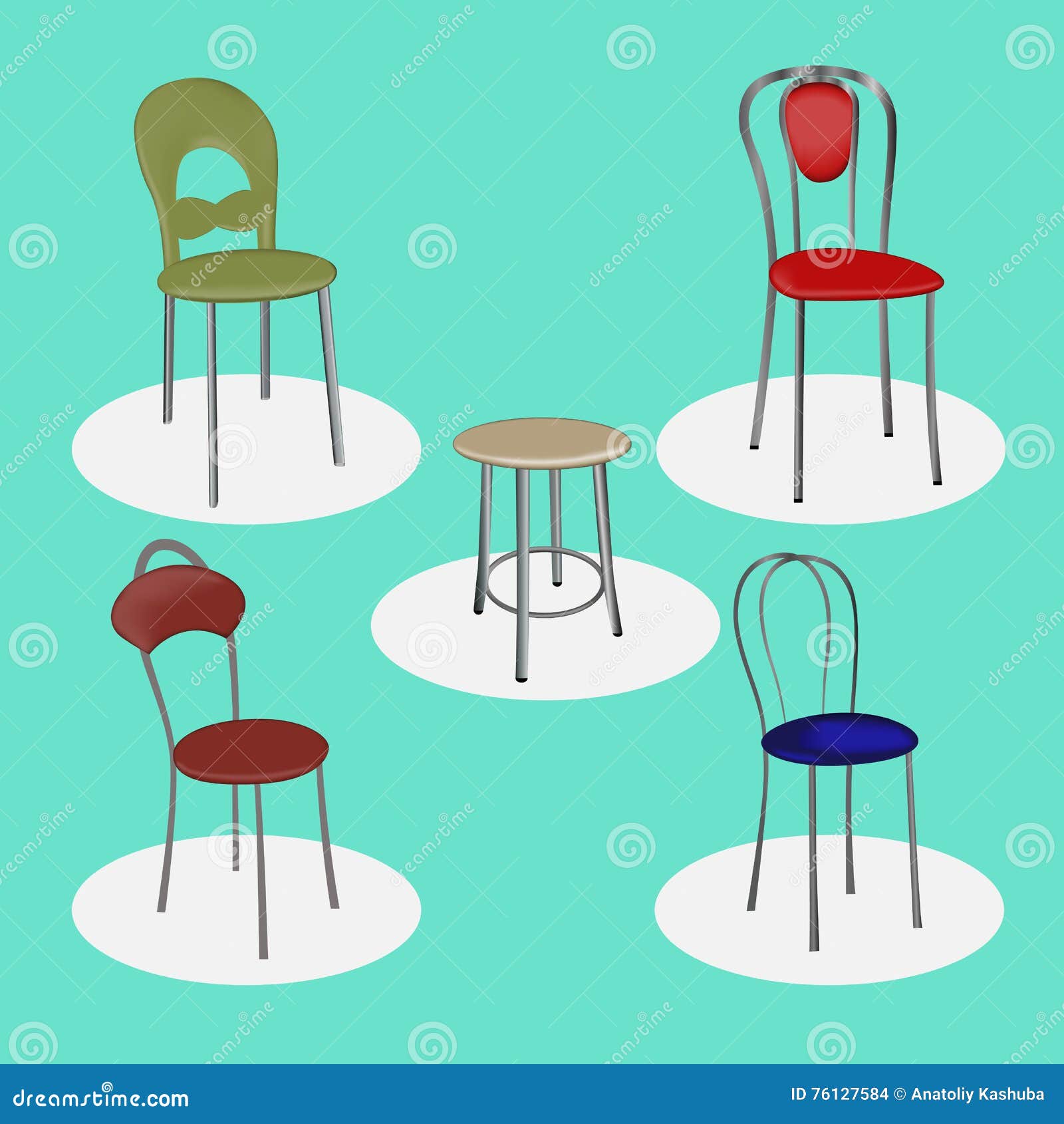 Set of Metal Chairs for Bars, Cafes Stock Vector - Illustration of ...
