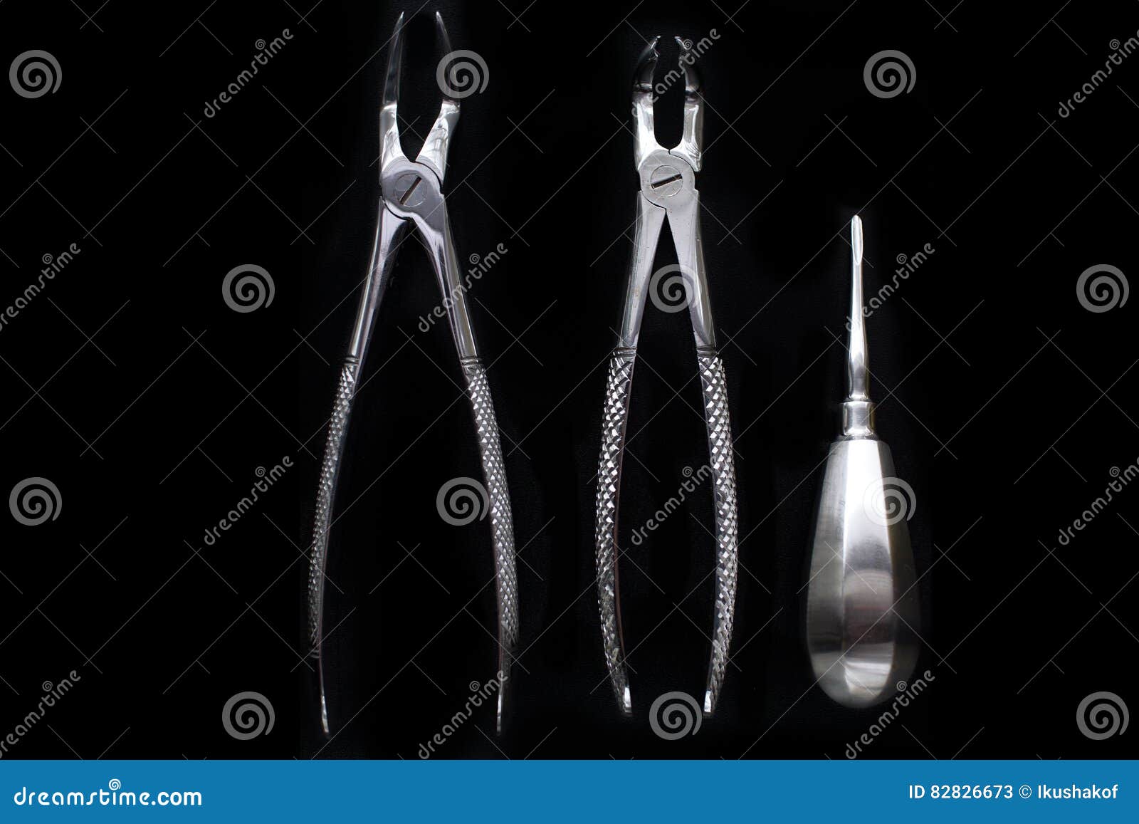 Set of Metal Dental Tools for Tooth Extraction Stock Image - Image of ...