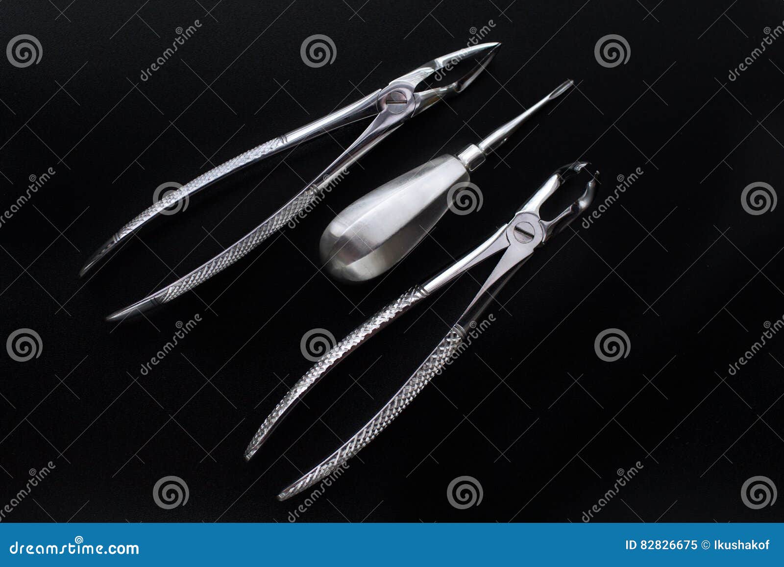 Set of Metal Dental Tools for Tooth Extraction Stock Image - Image of ...