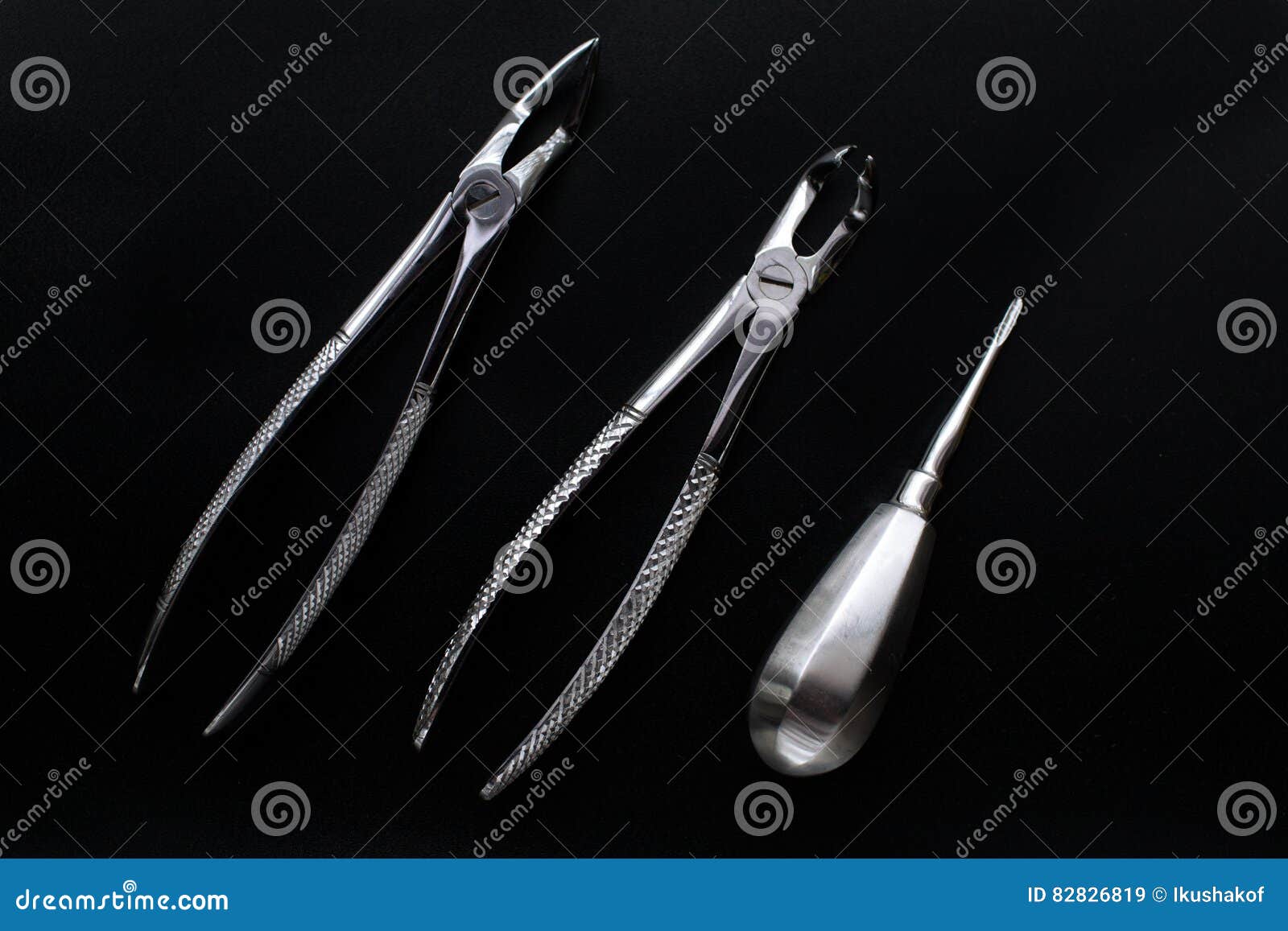 Set of Metal Dental Tools for Tooth Extraction Stock Image - Image of ...
