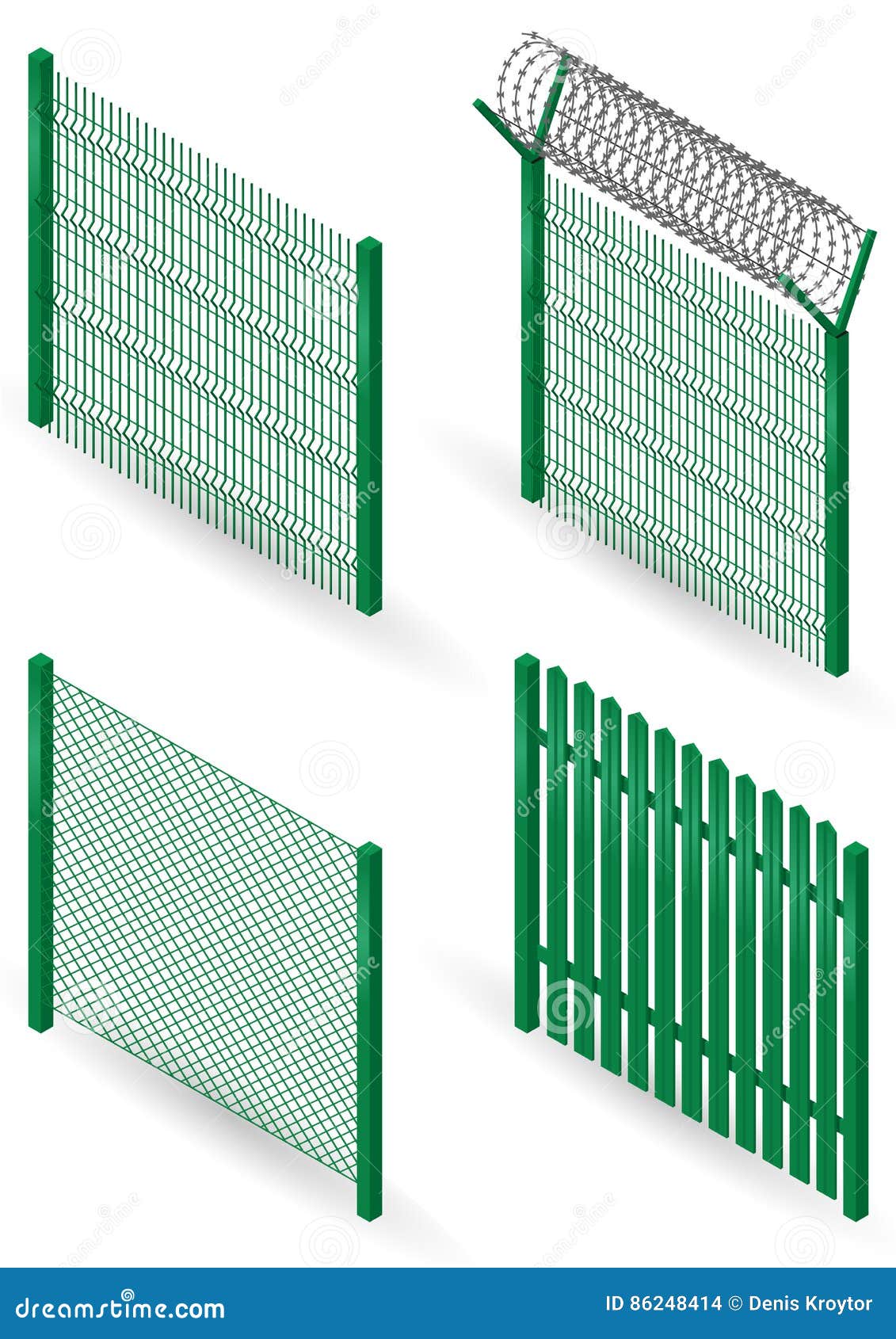 Set of metal fences stock illustration. Illustration of board - 86248414